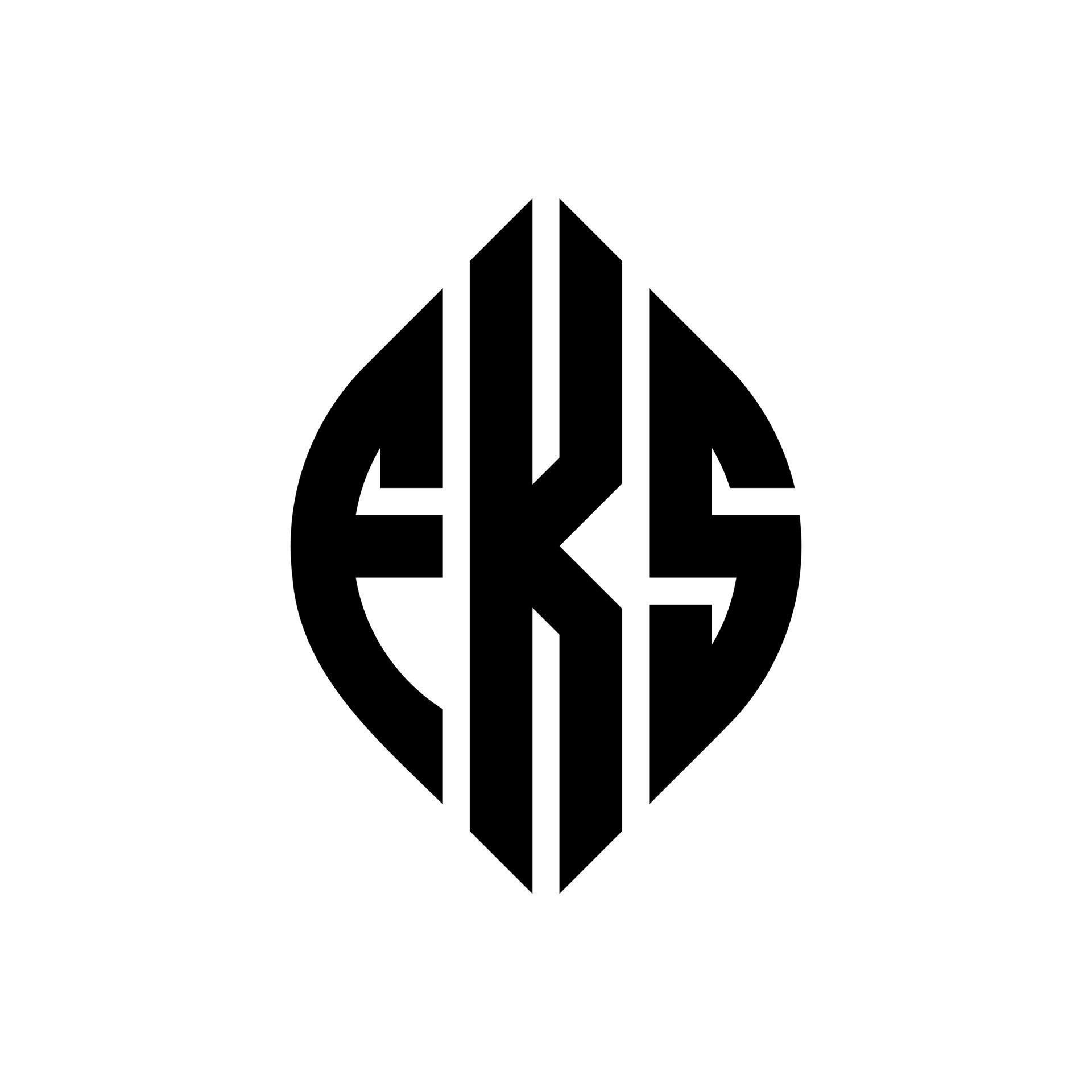 diseño de logotipo de letra circular fks con forma de círculo y elipse. fks letras elipses con ...