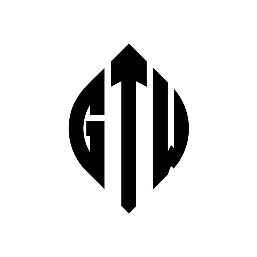 diseño de logotipo de letra de círculo gtw con forma de círculo y elipse. gtw letras elipses con ...