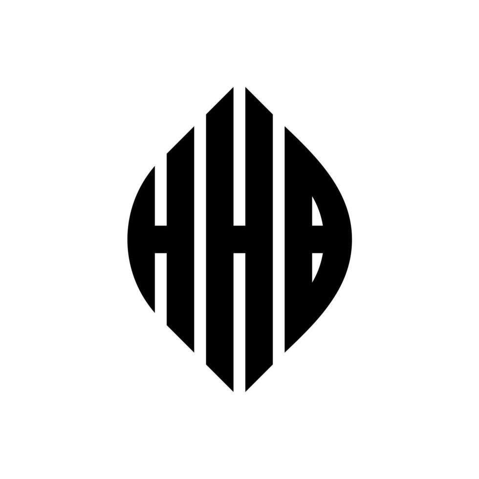 diseño de logotipo de letra de círculo hhb con forma de círculo y elipse. hhb letras elipses con ...