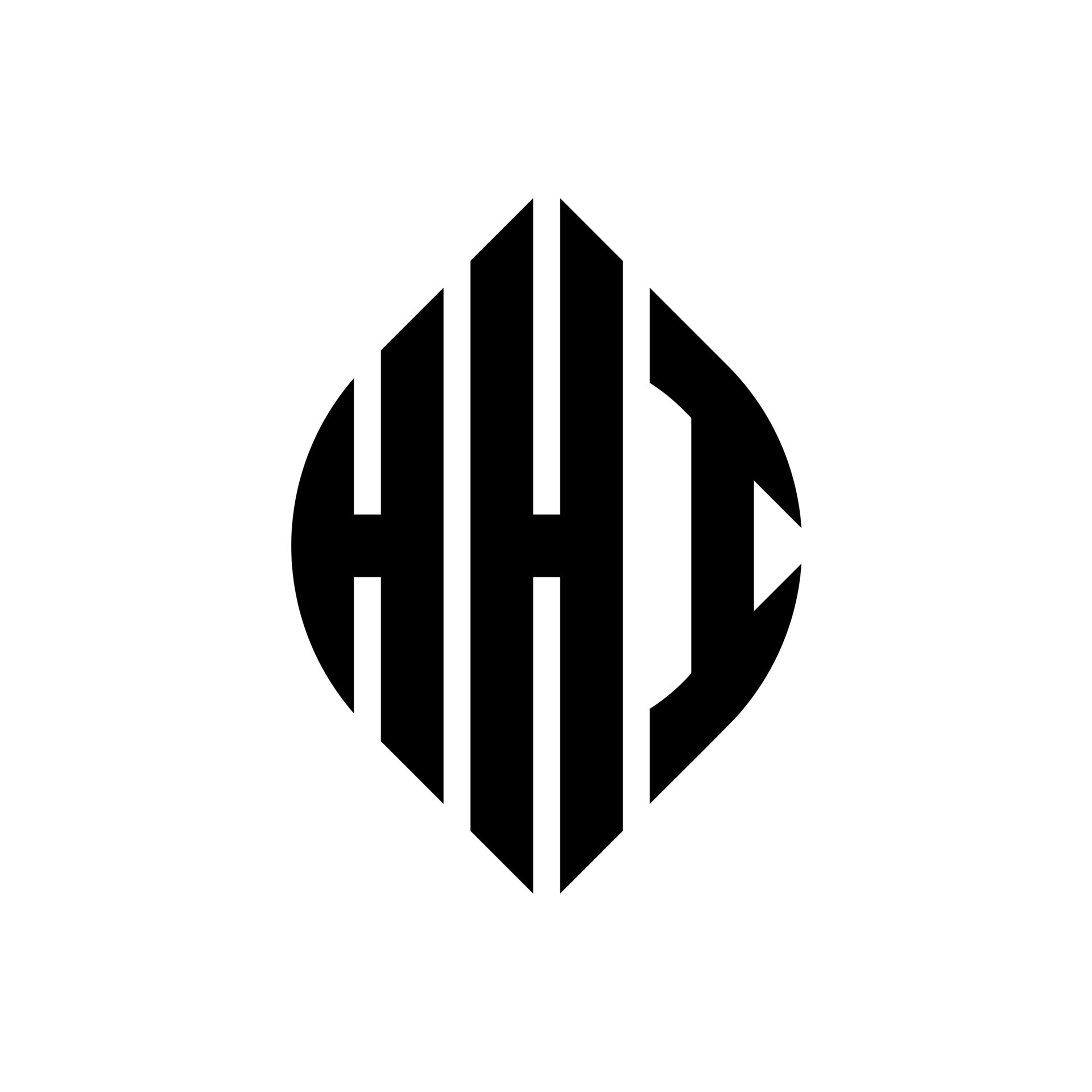diseño de logotipo de letra de círculo hhi con forma de círculo y elipse. hhi letras elipses con ...