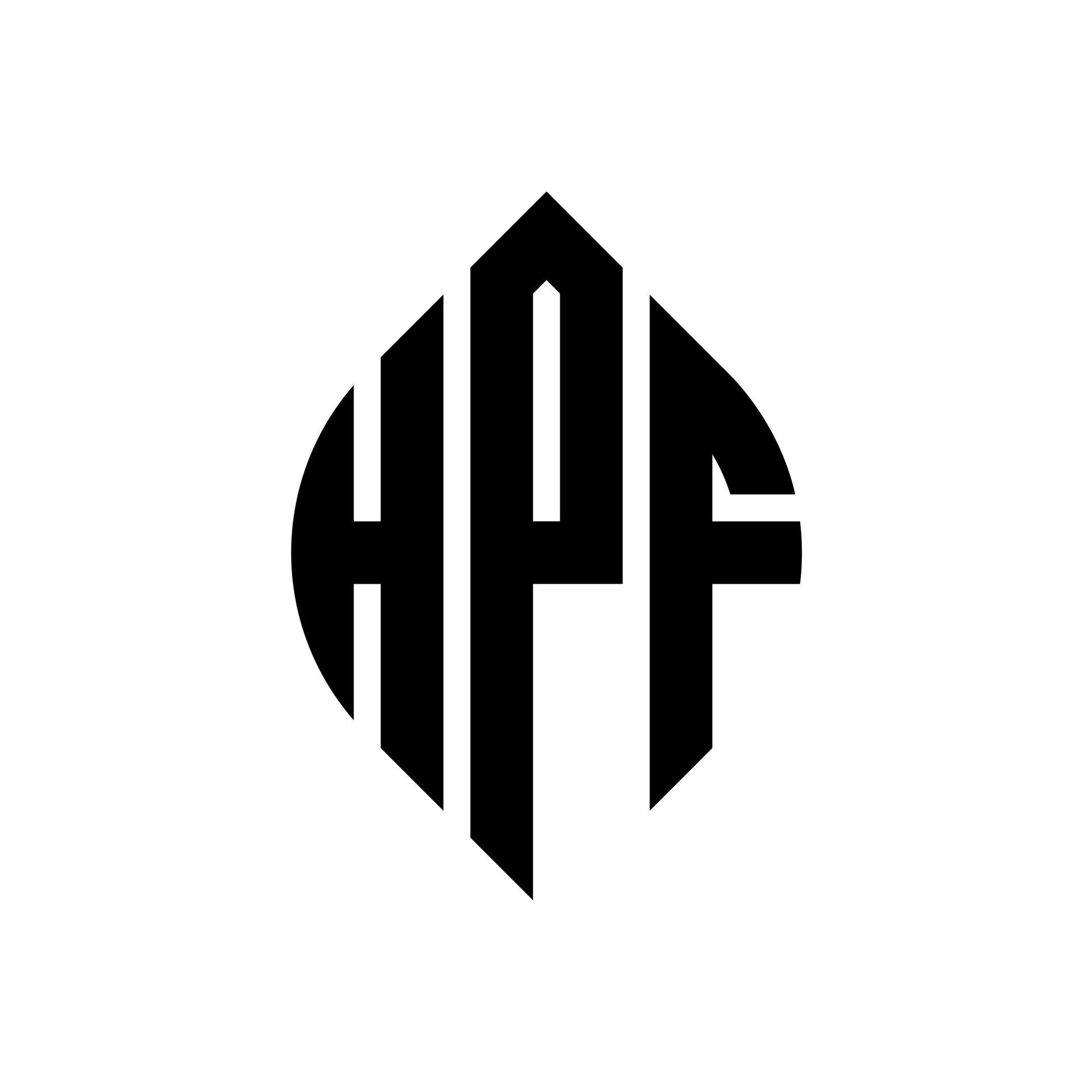 diseño de logotipo de letra de círculo hpf con forma de círculo y elipse. Letras de elipse hpf ...