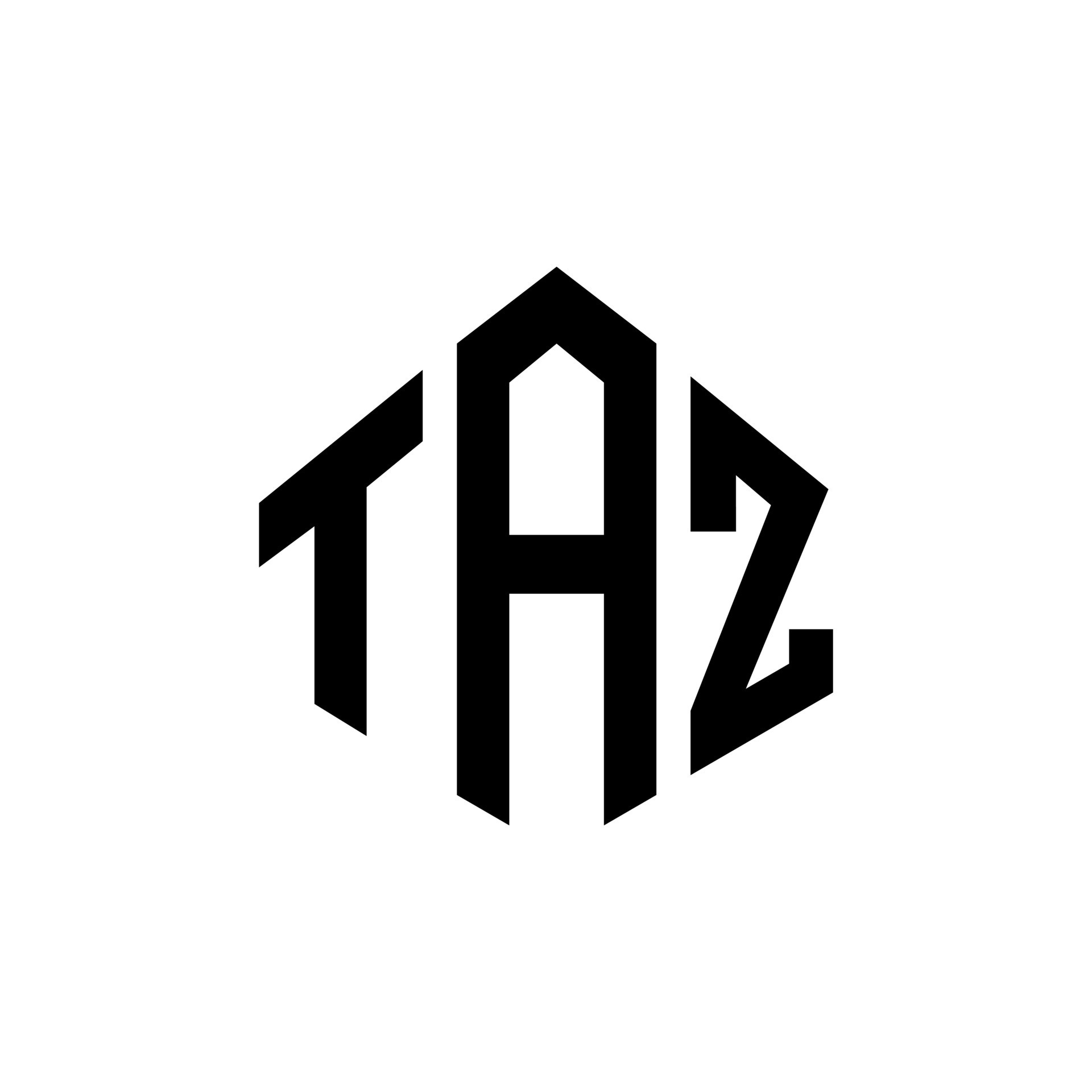 diseño de logotipo de letra taz con forma de polígono. diseño de logotipo en forma de cubo y ...