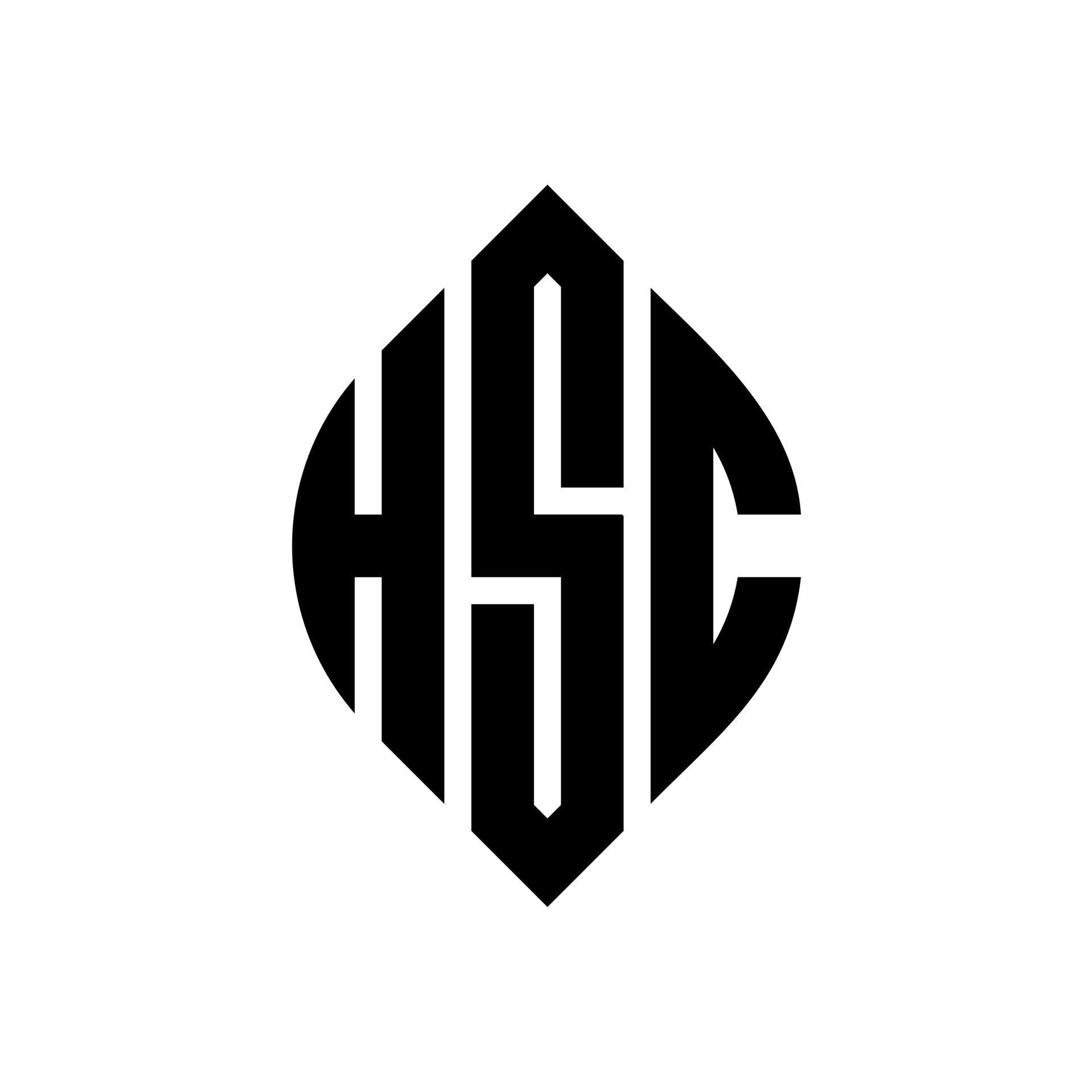 HSC circle letter logo design with circle and ellipse shape. HSC ...