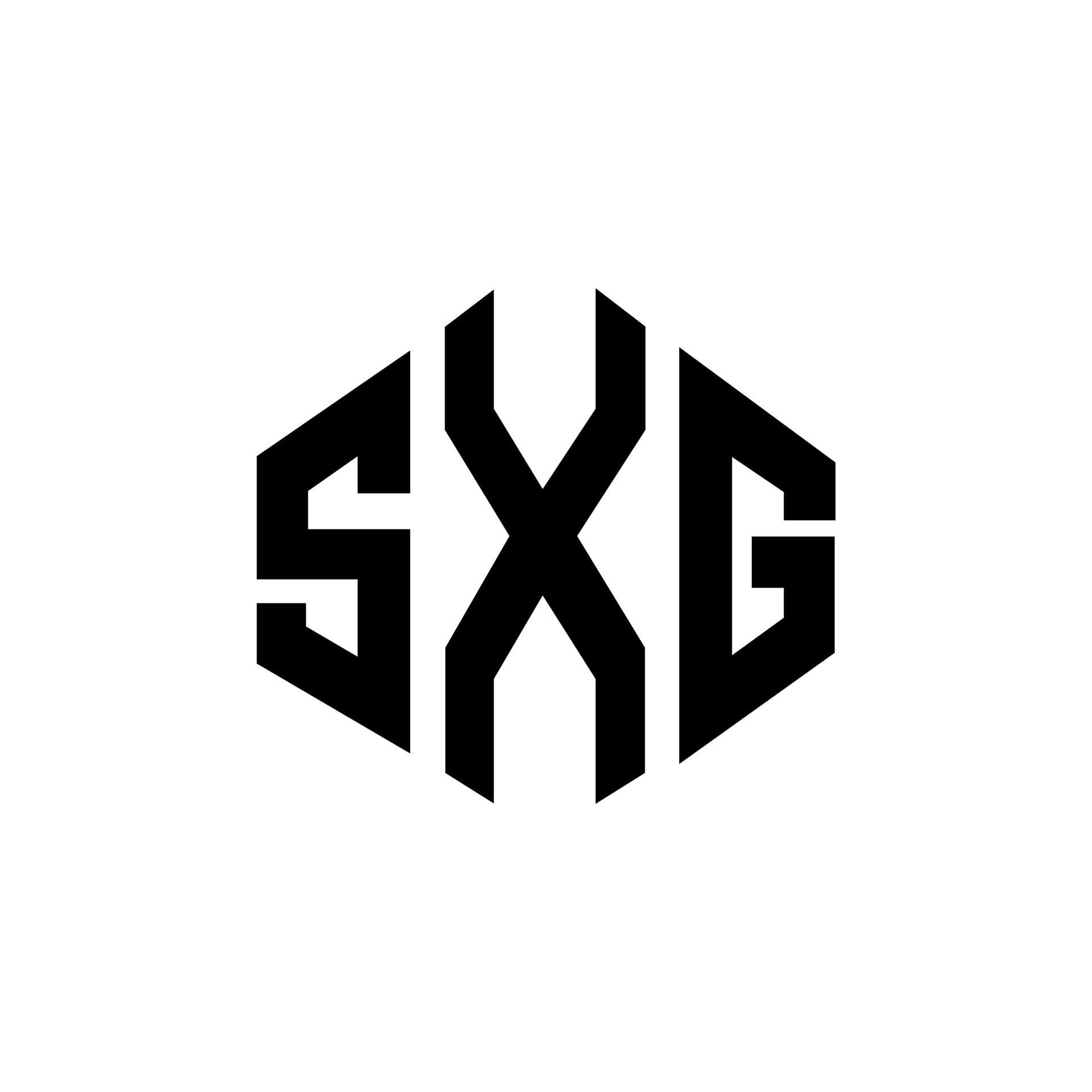 diseño de logotipo de letra sxg con forma de polígono. diseño de logotipo en forma de cubo y ...