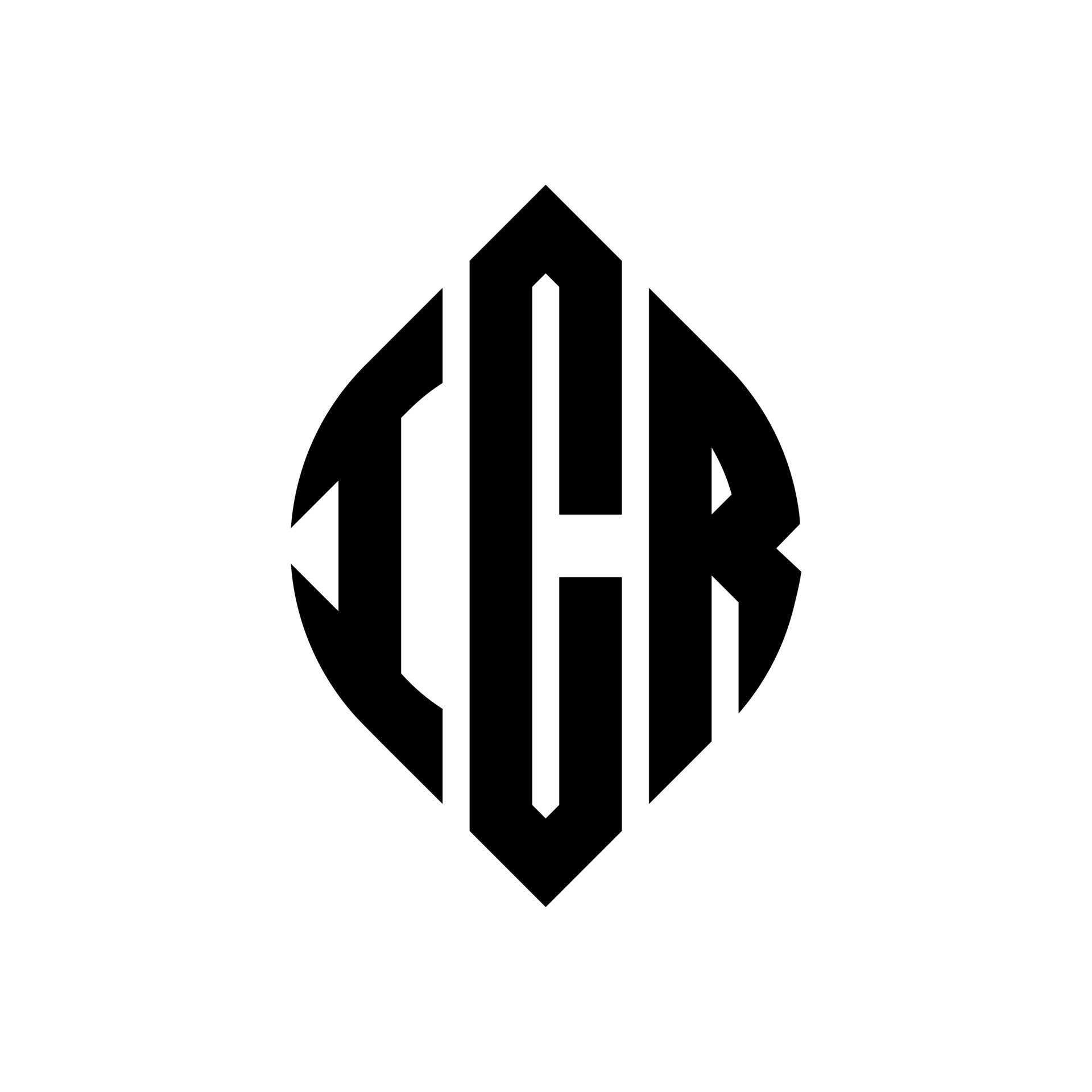 diseño de logotipo de letra de círculo icr con forma de círculo y elipse. letras de elipse icr ...