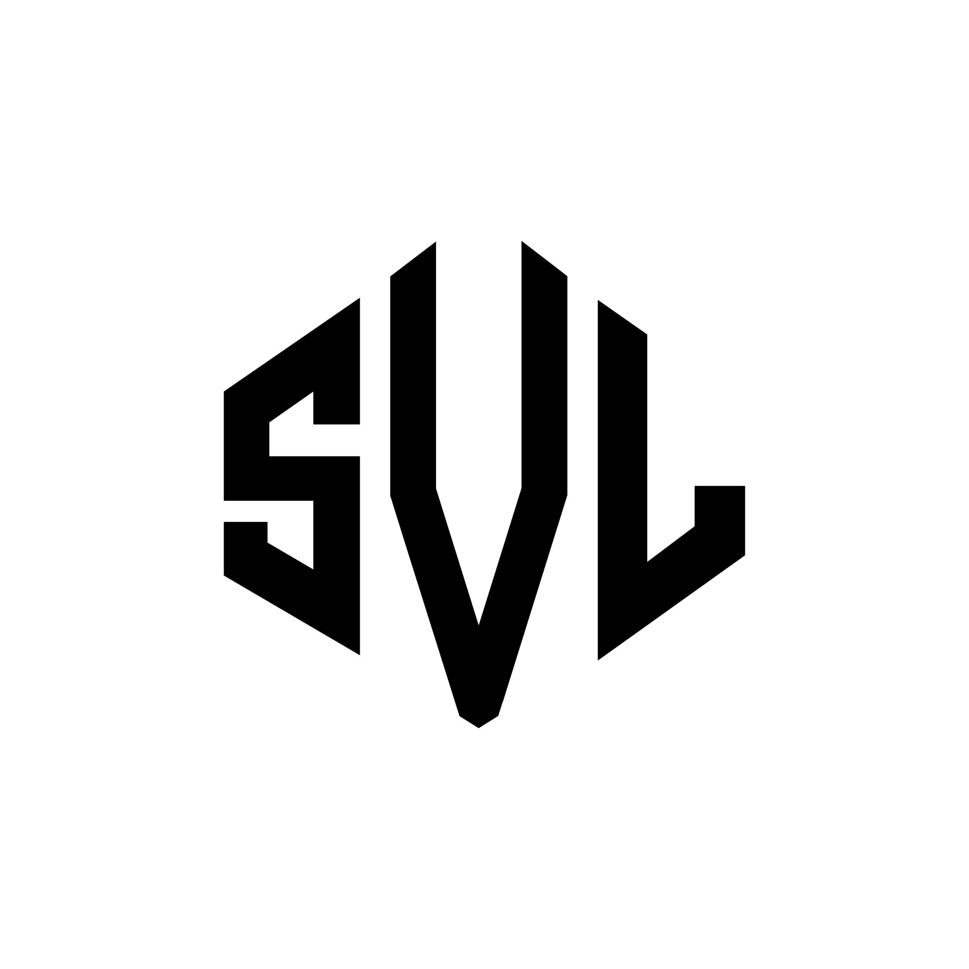 diseño de logotipo de letra svl con forma de polígono. diseño de logotipo de forma de cubo y ...