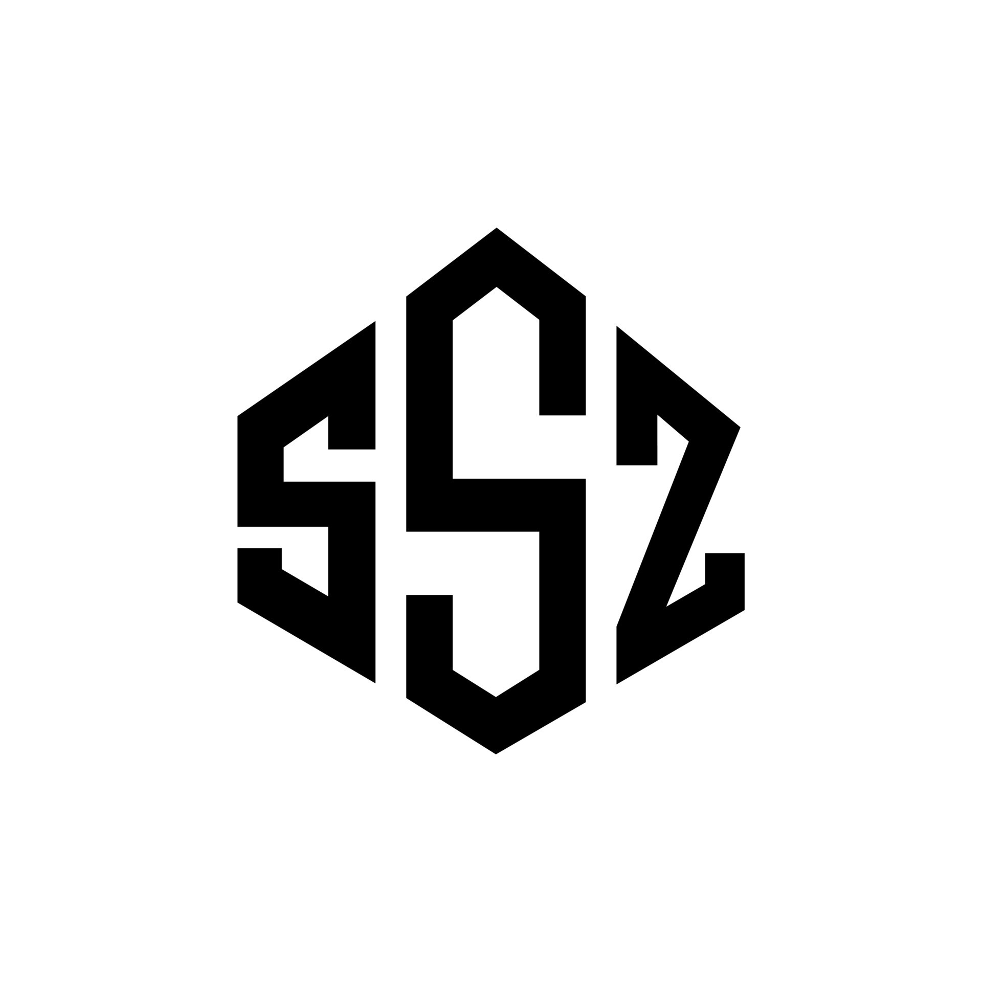 diseño de logotipo de letra ssz con forma de polígono. diseño de logotipo en forma de cubo y ...