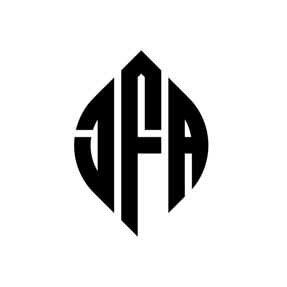diseño de logotipo de letra de círculo jfa con forma de círculo y elipse. jfa letras elipses con ...