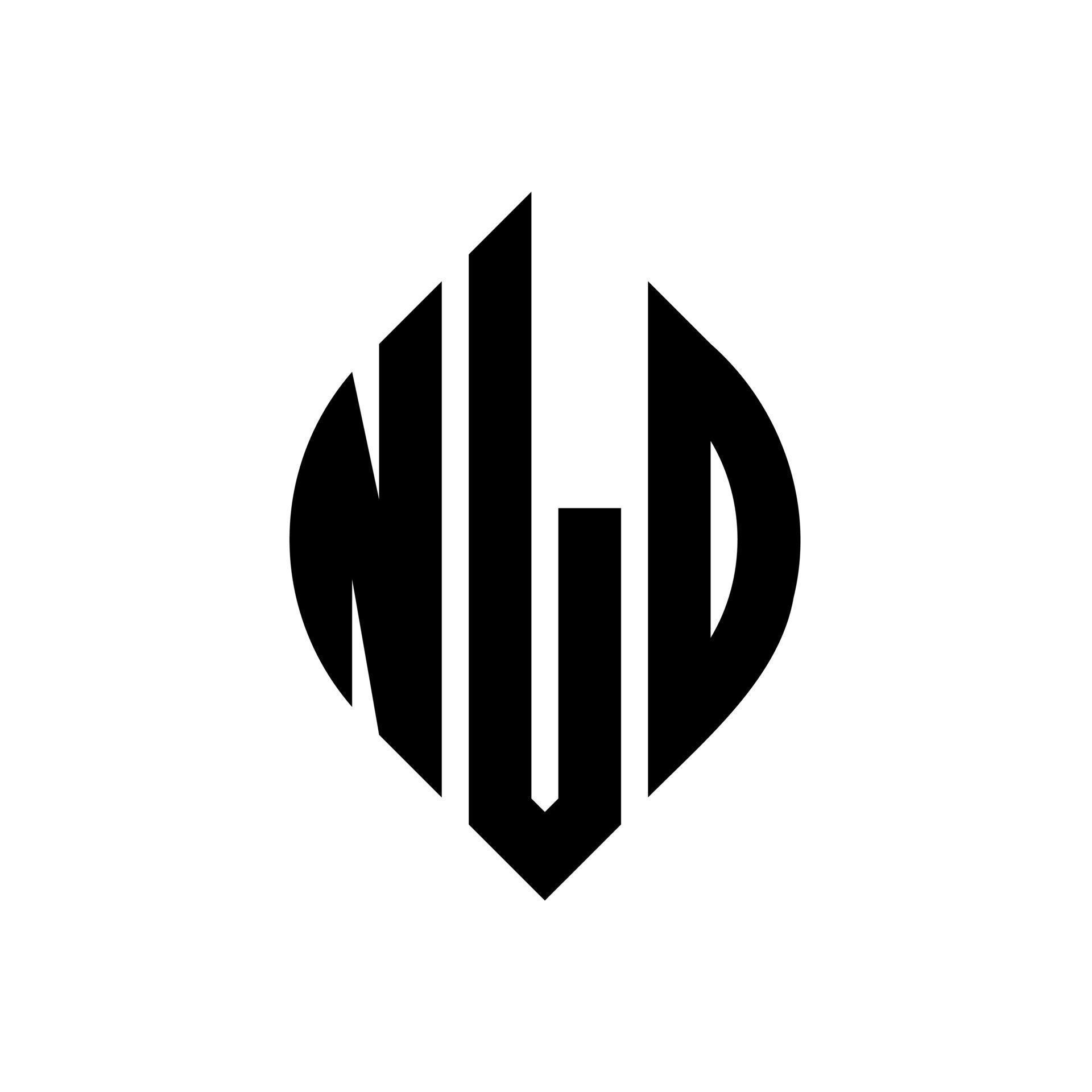 NLD circle letter logo design with circle and ellipse shape. NLD ellipse letters with ...
