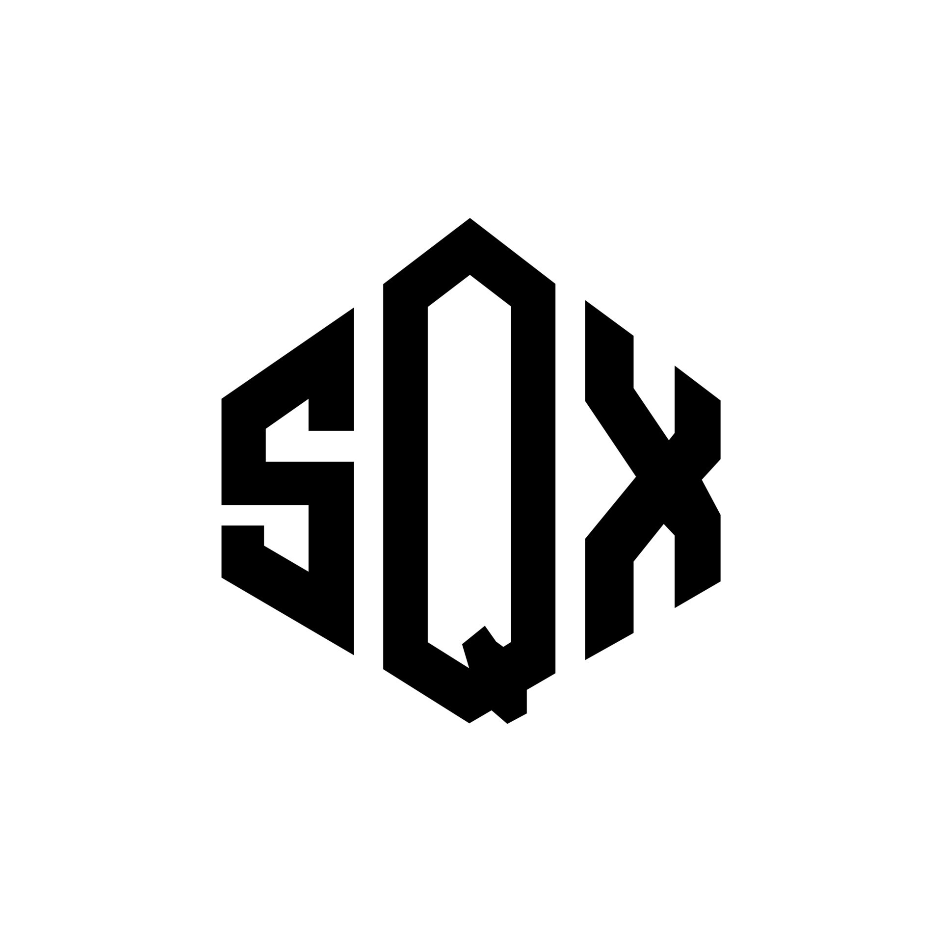 diseño de logotipo de letra sqx con forma de polígono. Diseño de logotipo en forma de cubo y ...