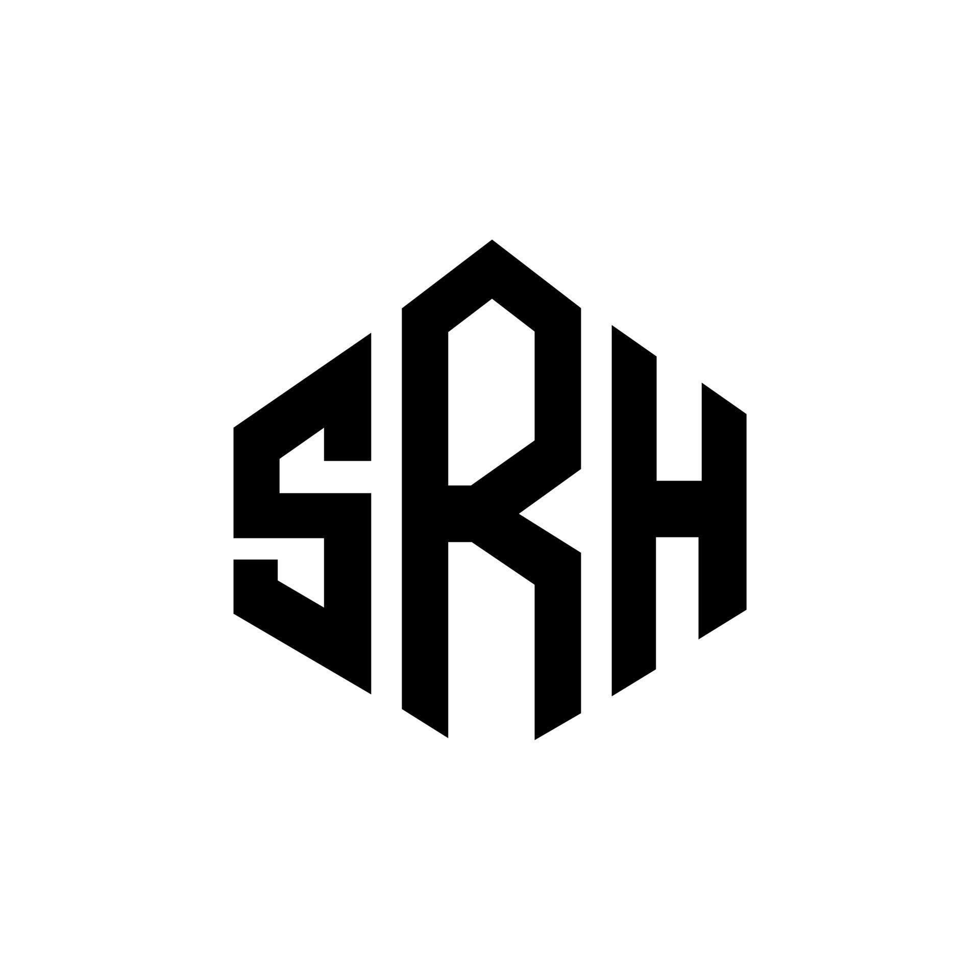 SRH letter logo design with polygon shape. SRH polygon and cube shape logo design. SRH hexagon ...