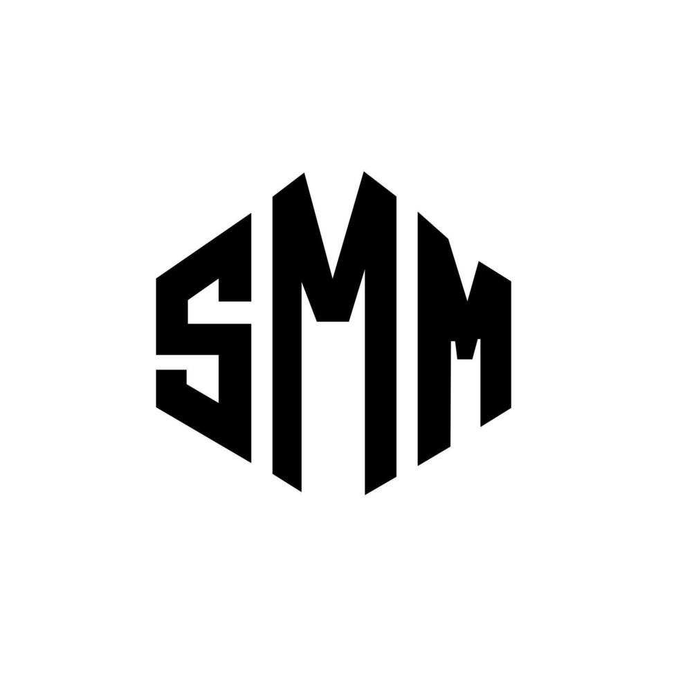 diseño de logotipo de letra smm con forma de polígono. diseño de logotipo en forma de cubo y ...
