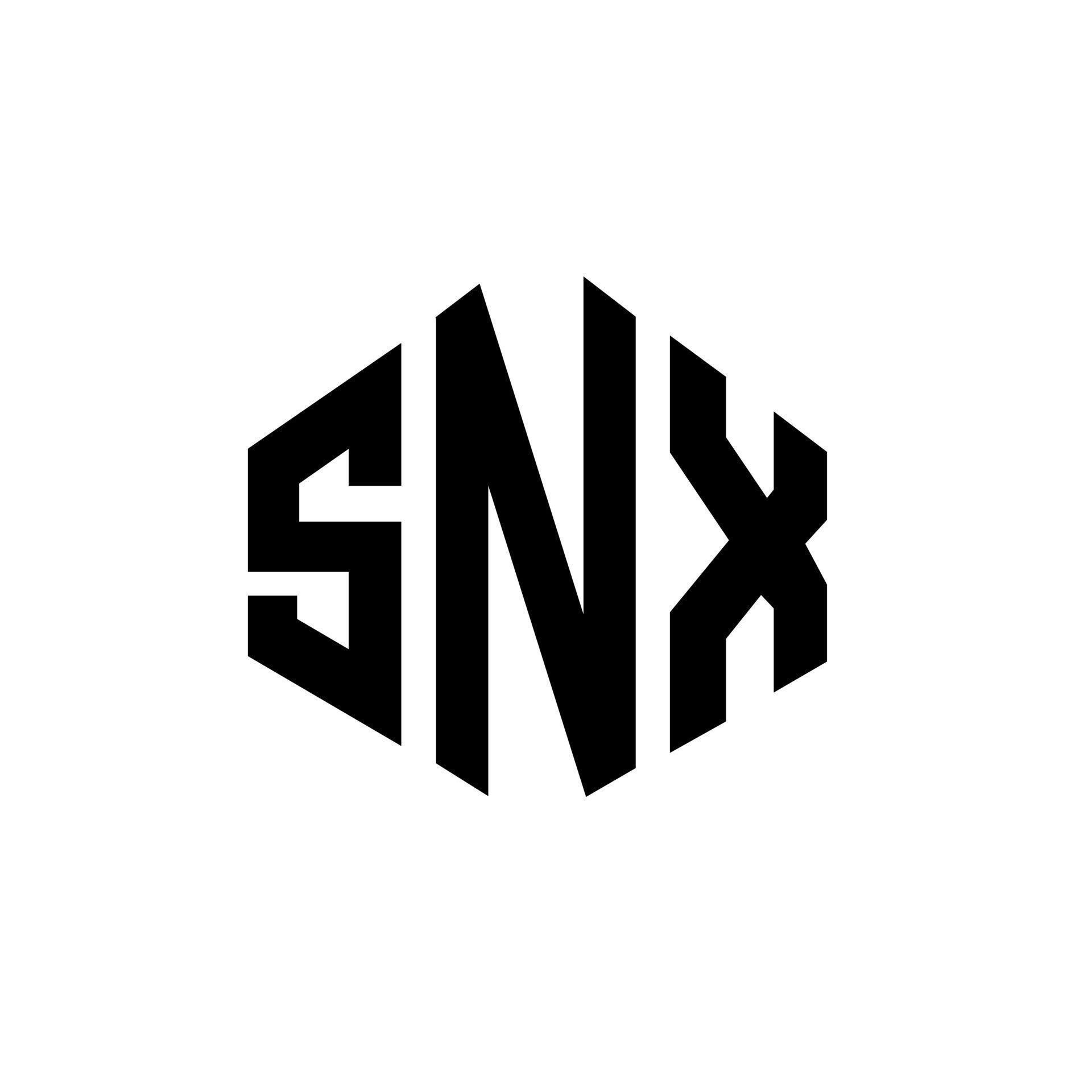diseño de logotipo de letra snx con forma de polígono. Diseño de logotipo en forma de cubo y ...