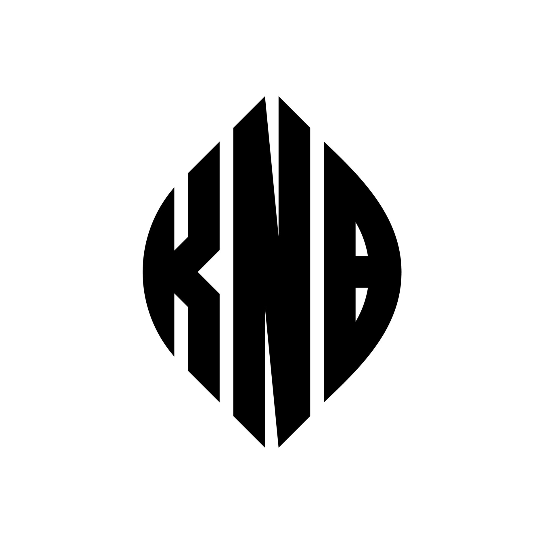 diseño de logotipo de letra de círculo knb con forma de círculo y elipse. knb letras elipses con ...