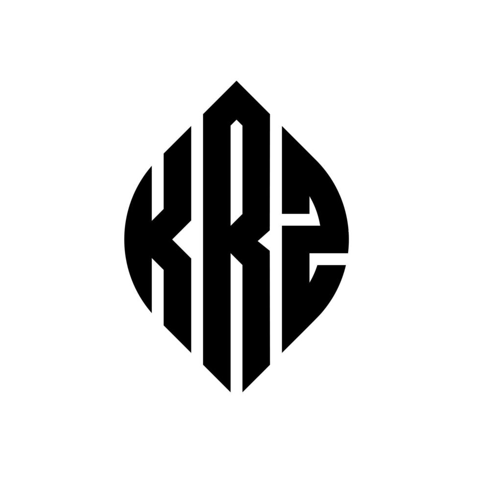 diseño de logotipo de letra de círculo krz con forma de círculo y elipse. krz letras elipses con ...