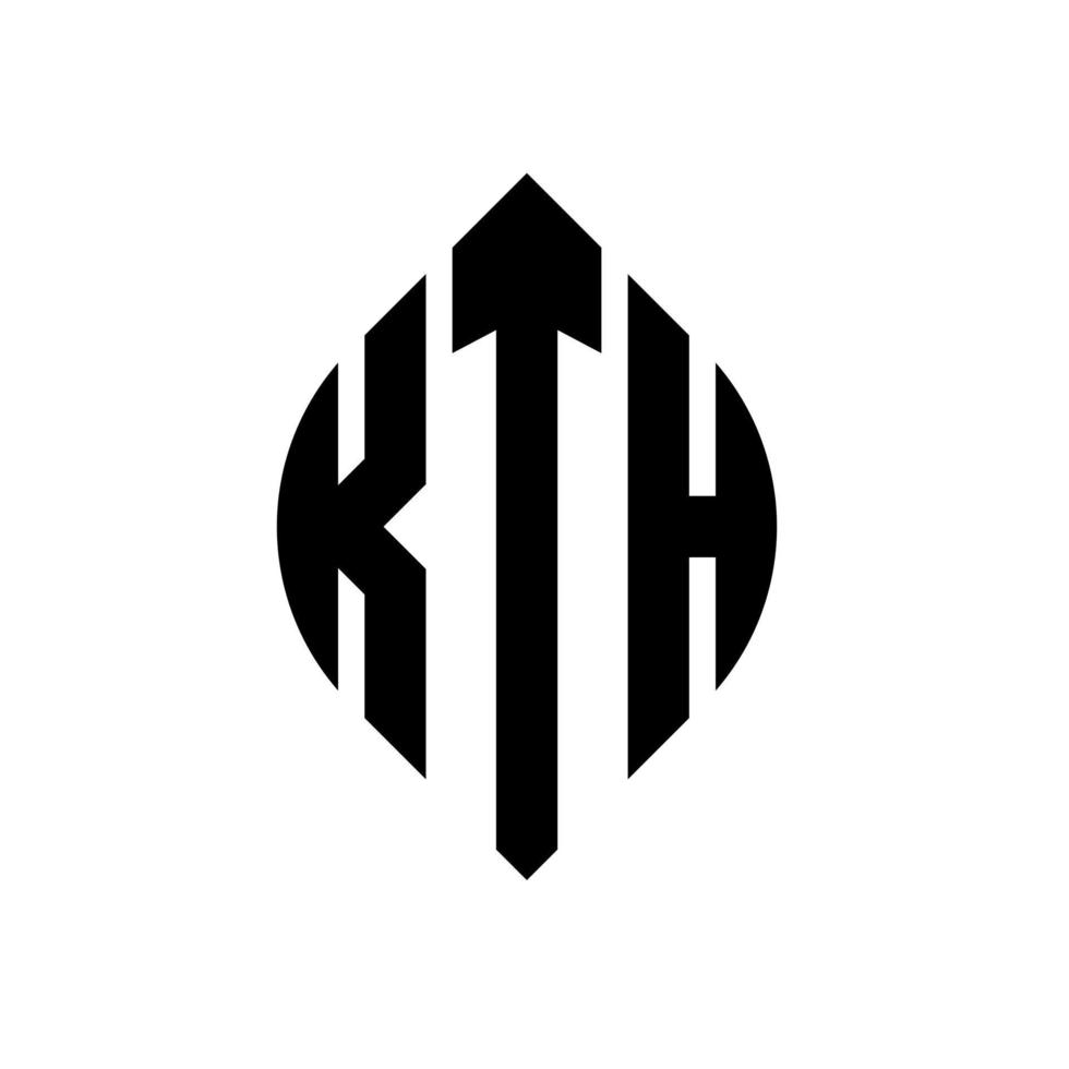 diseño de logotipo de letra de círculo kth con forma de círculo y elipse. kth elipse letras con ...