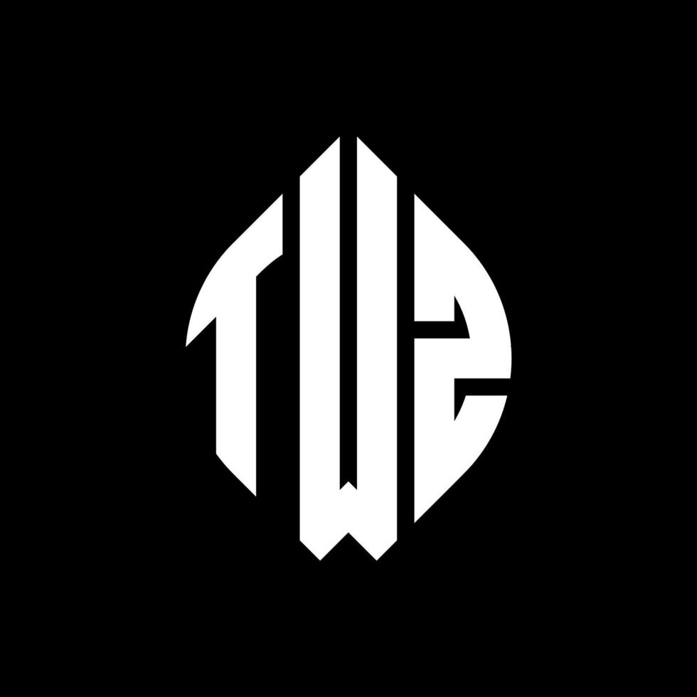 diseño de logotipo de letra de círculo twz con forma de círculo y elipse. twz letras elipses con ...