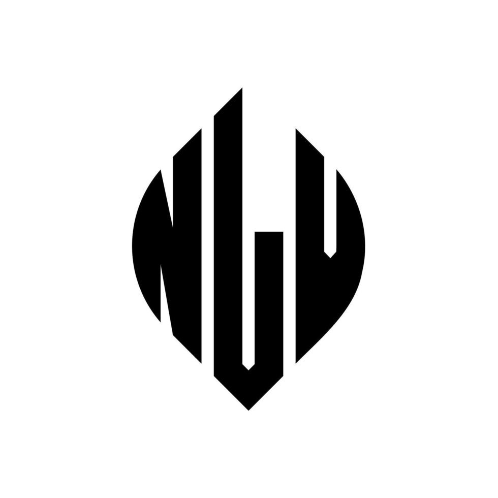 diseño de logotipo de letra circular nlv con forma de círculo y elipse. nlv letras elipses con ...