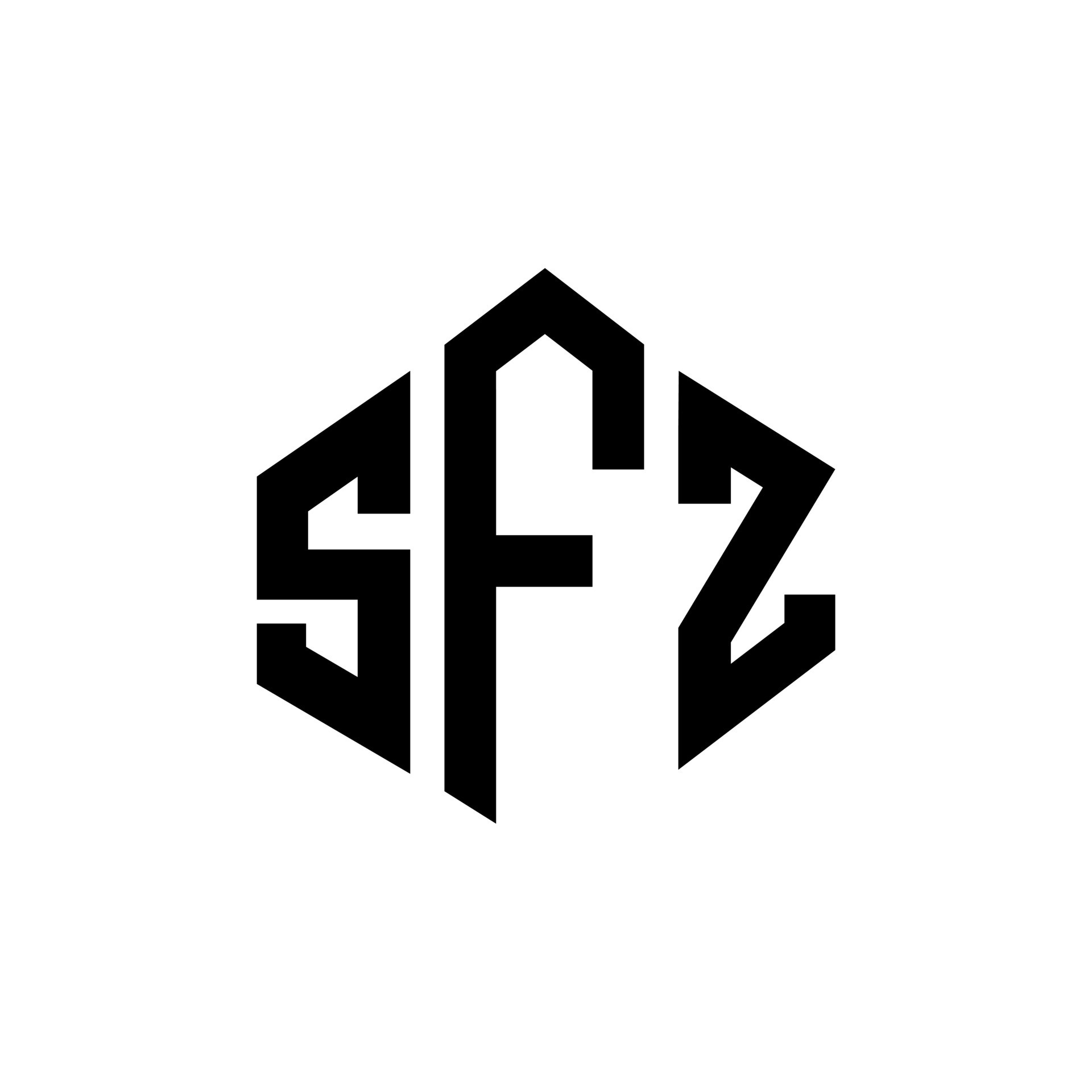 diseño de logotipo de letra sfz con forma de polígono. diseño de logotipo de forma de cubo y ...