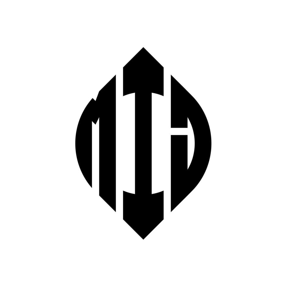 MIJ circle letter logo design with circle and ellipse shape. MIJ ...