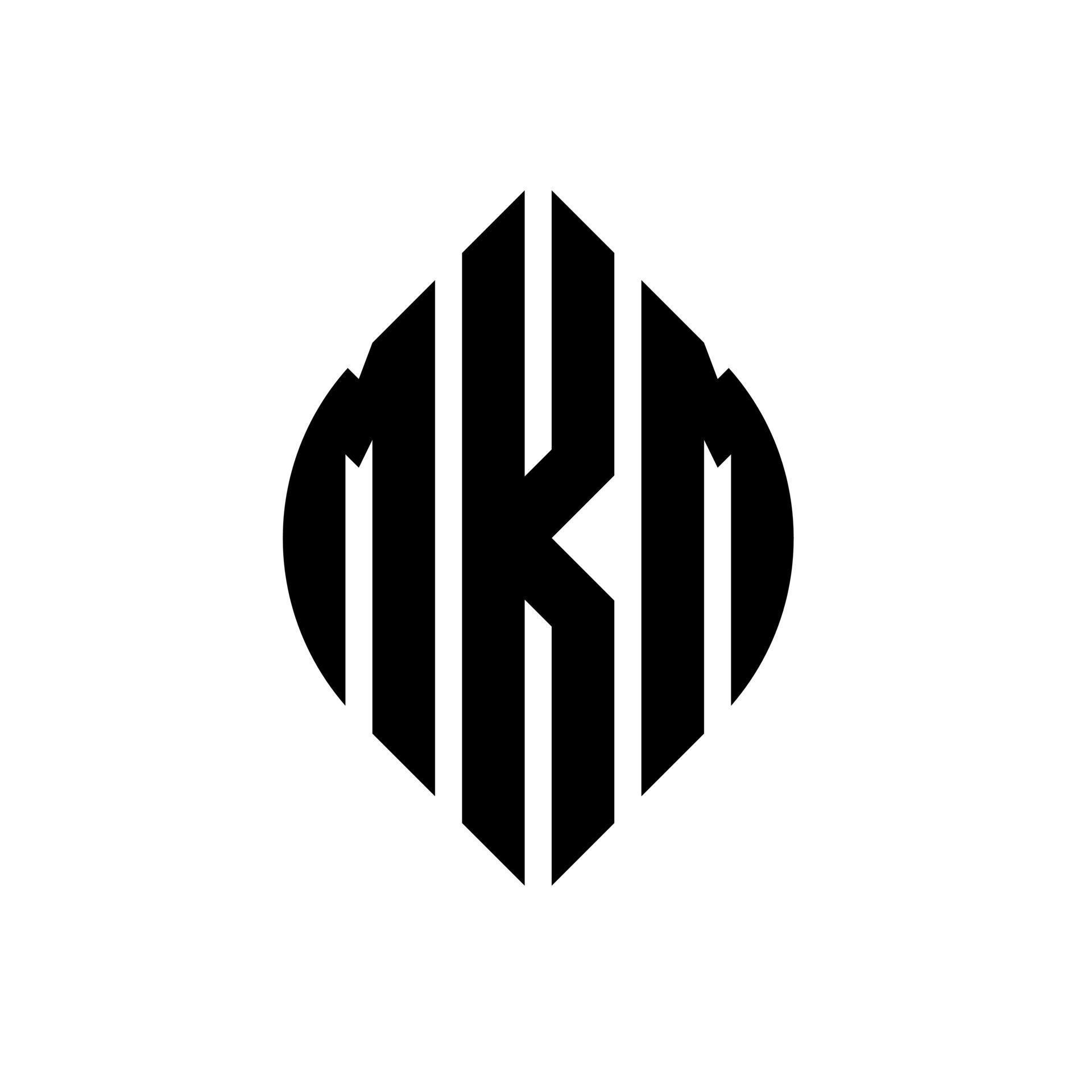 MKM circle letter logo design with circle and ellipse shape. MKM ellipse letters with ...