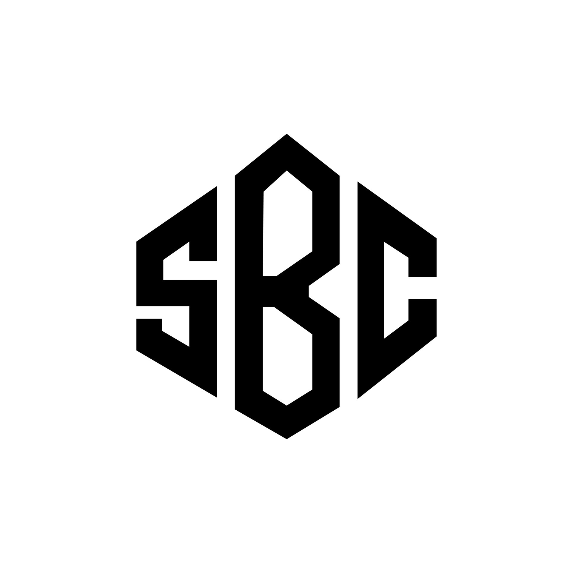 diseño de logotipo de letra sbc con forma de polígono. diseño de logotipo en forma de cubo y ...