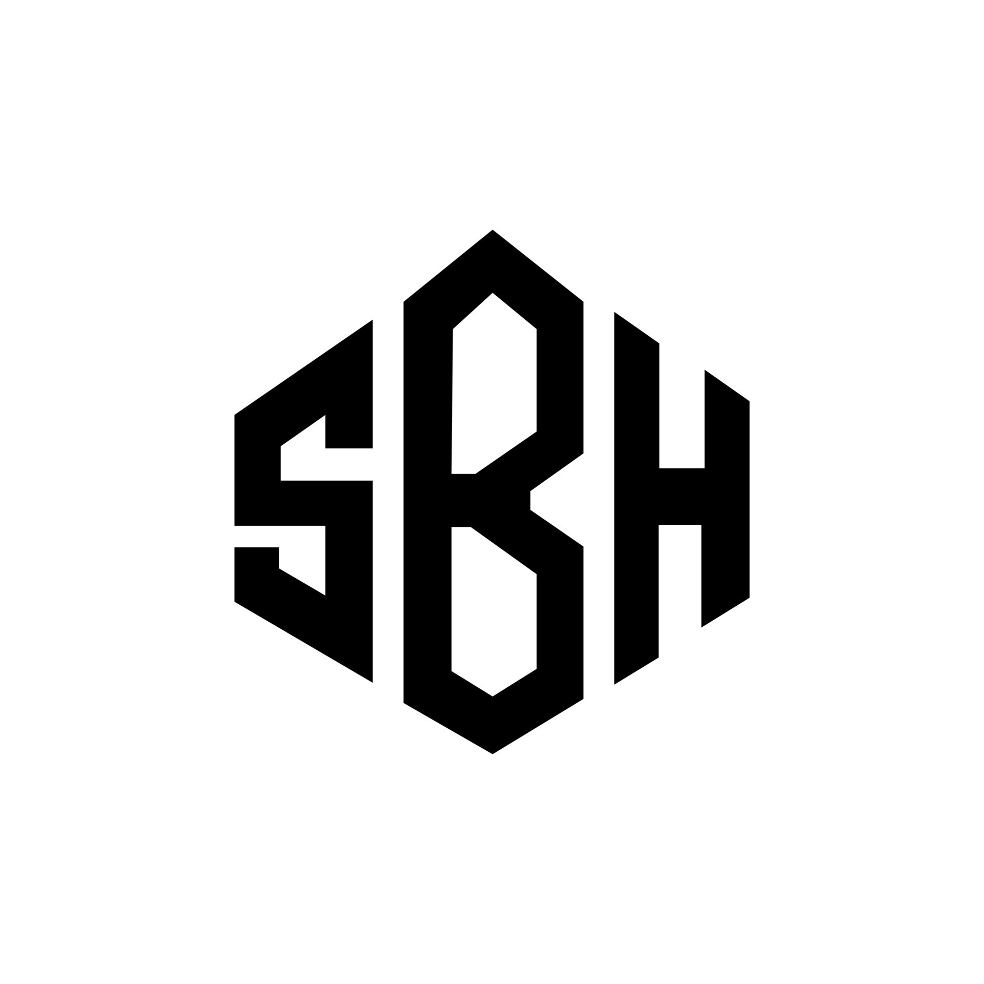diseño de logotipo de letra sbh con forma de polígono. Diseño de logotipo en forma de cubo y ...