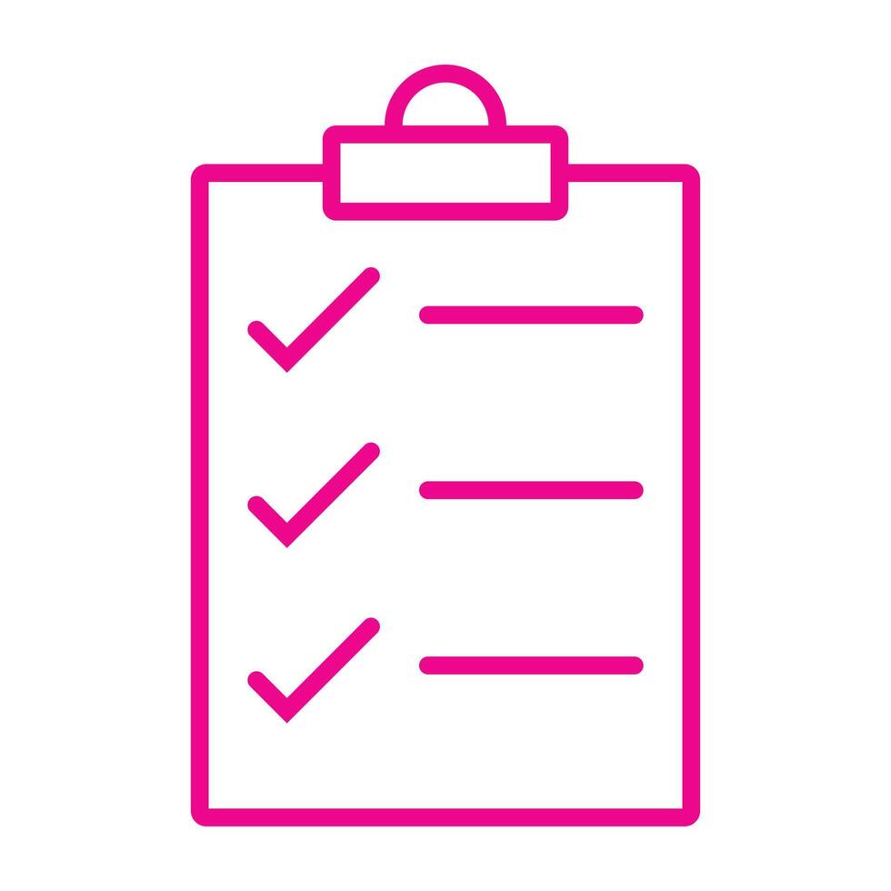 eps10 pink vector checklist or document line art icon in simple flat ...