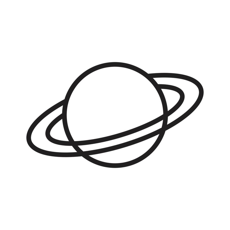Eps10 Black Vector Planet Saturn Line Art Icon Or Logo In Simple Flat