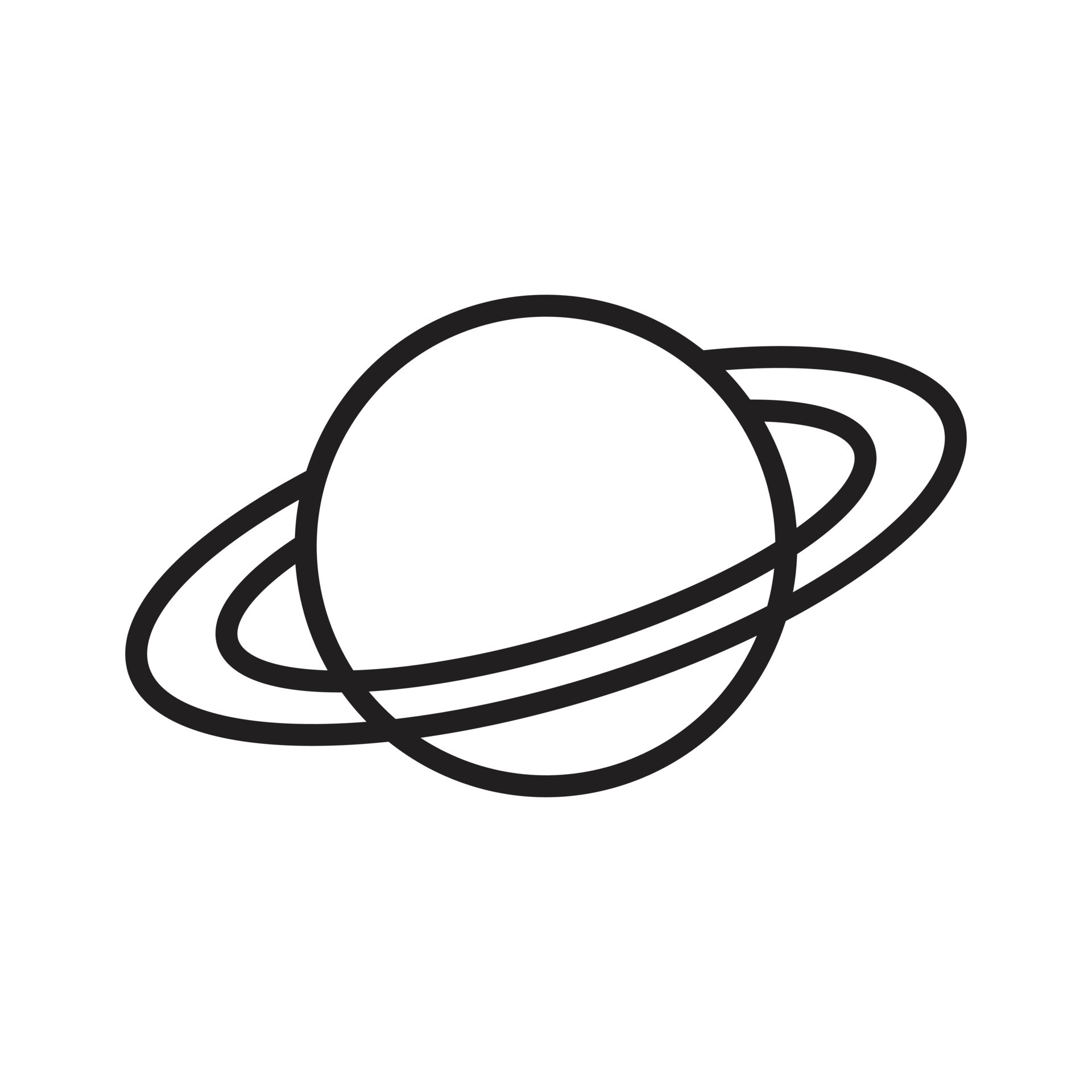 Eps10 Black Vector Planet Saturn Line Art Icon Or Logo In Simple Flat