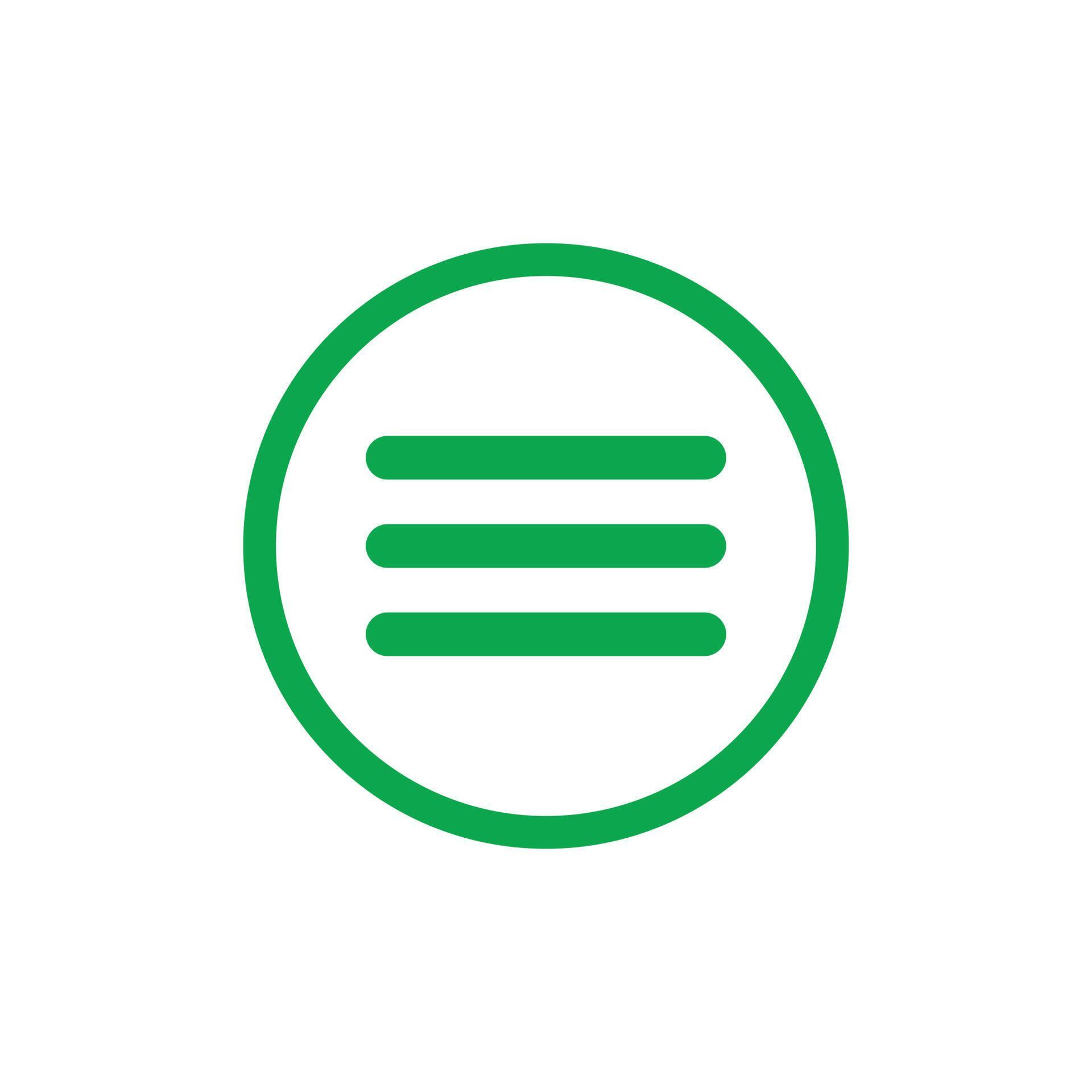 Eps10 Green Vector Hamburger Menu Bar Line Art Icon Or Logo In Thick