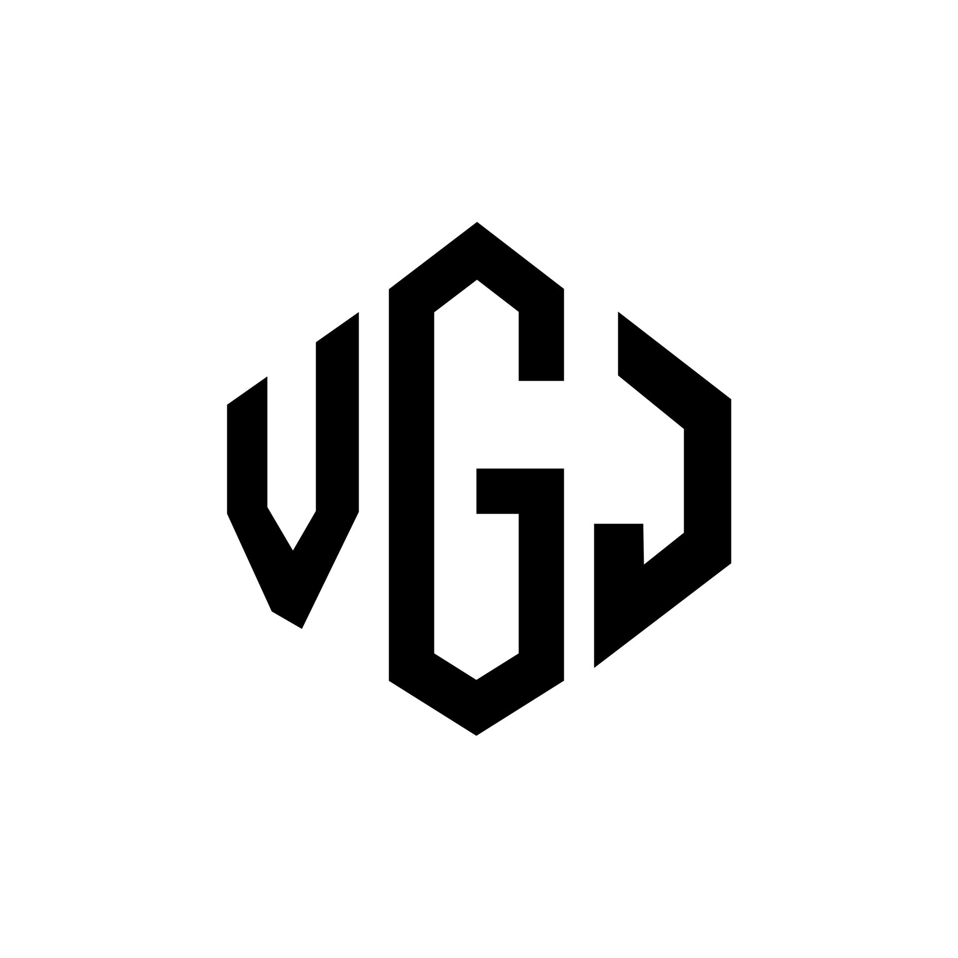 diseño de logotipo de letra vgl con forma de polígono. diseño de logotipo de forma de cubo y ...