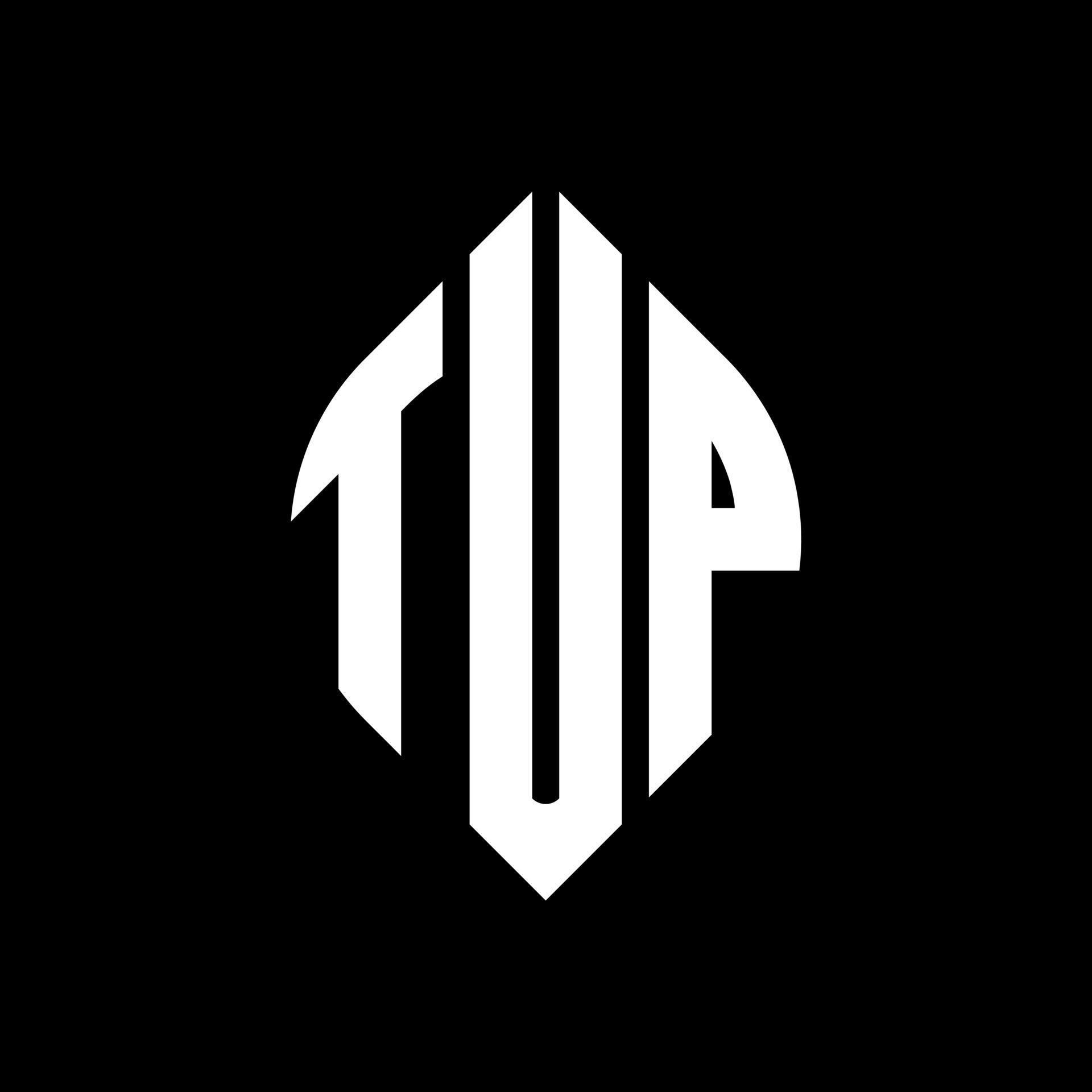 TUP circle letter logo design with circle and ellipse shape. TUP ellipse letters with ...