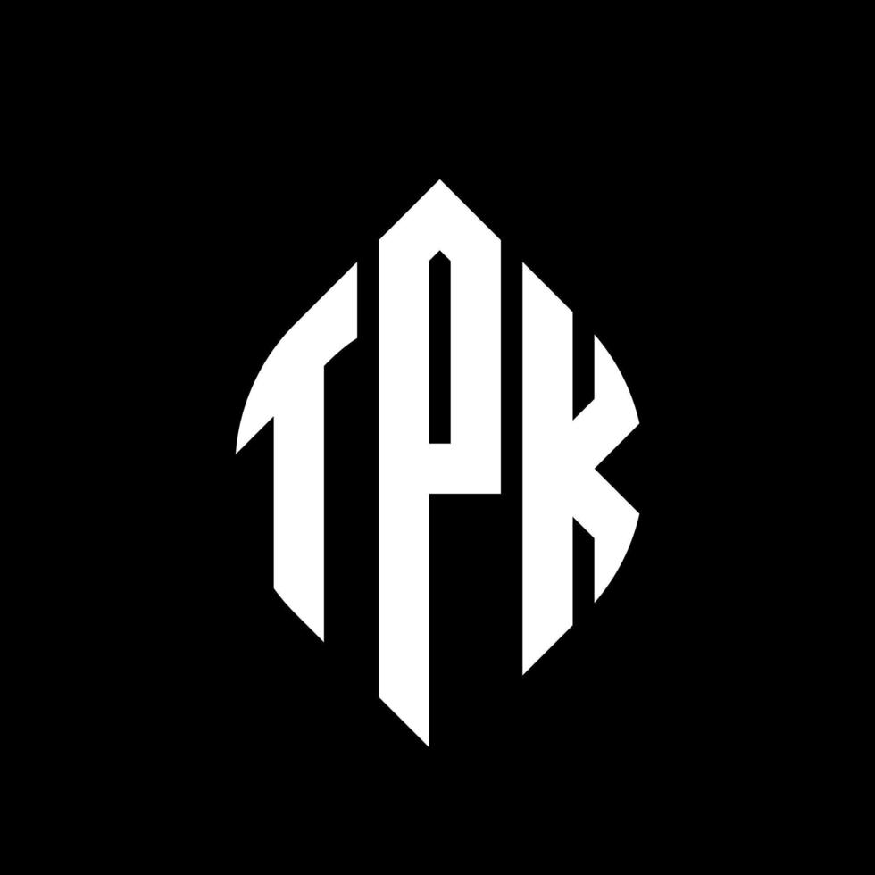 diseño de logotipo de letra de círculo tpk con forma de círculo y elipse. tpk letras elipses con ...