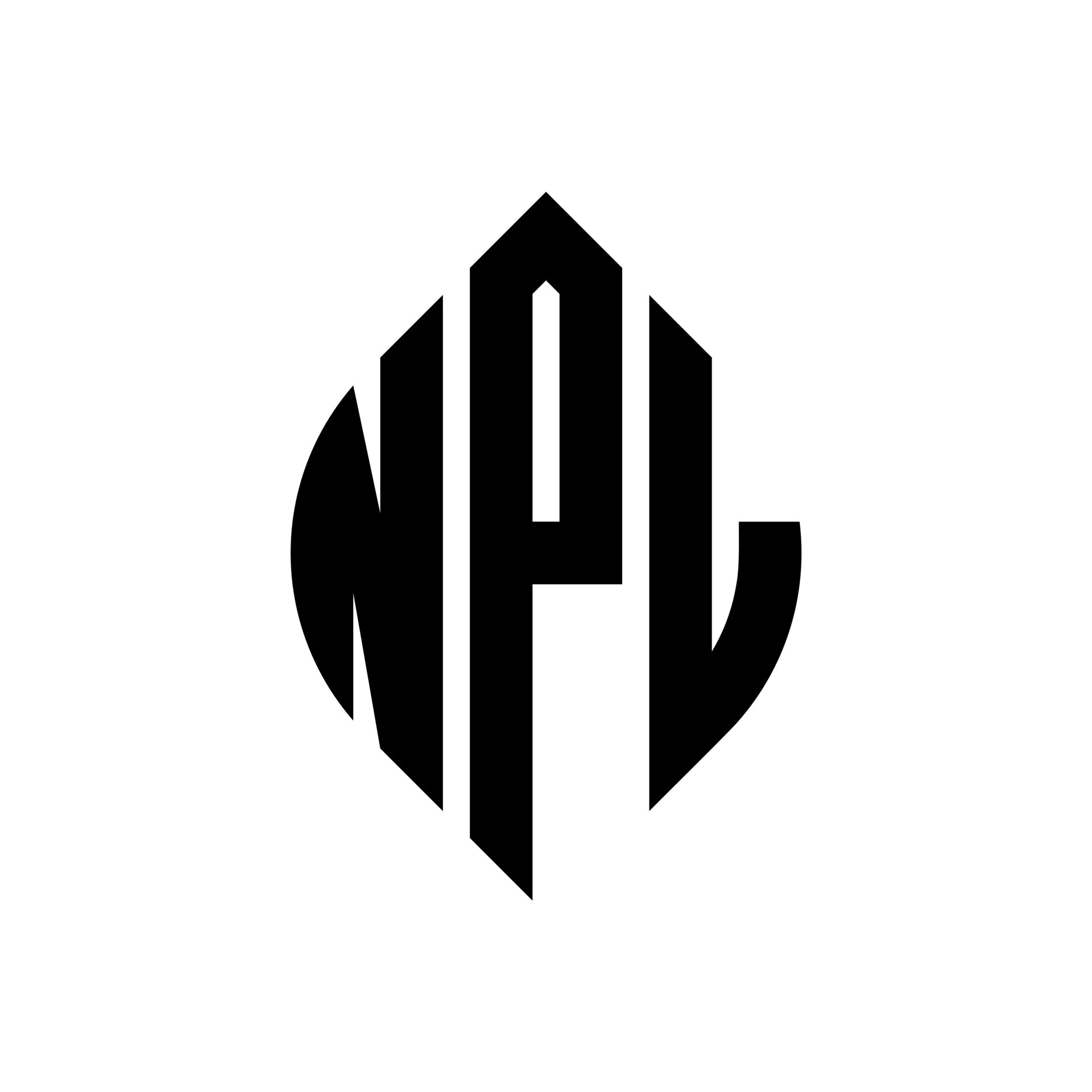 diseño de logotipo de letra de círculo npl con forma de círculo y elipse. letras de elipse npl ...