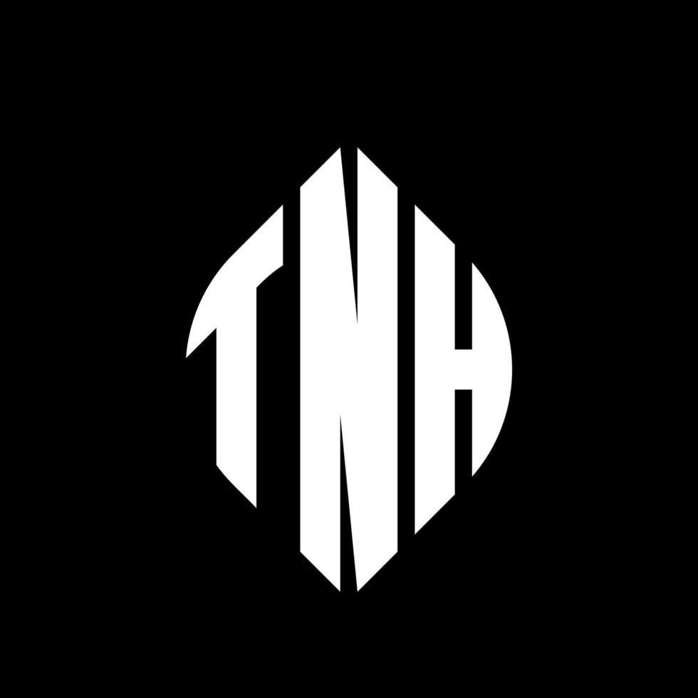 diseño de logotipo de letra circular tnh con forma de círculo y elipse. tnh letras elipses con ...