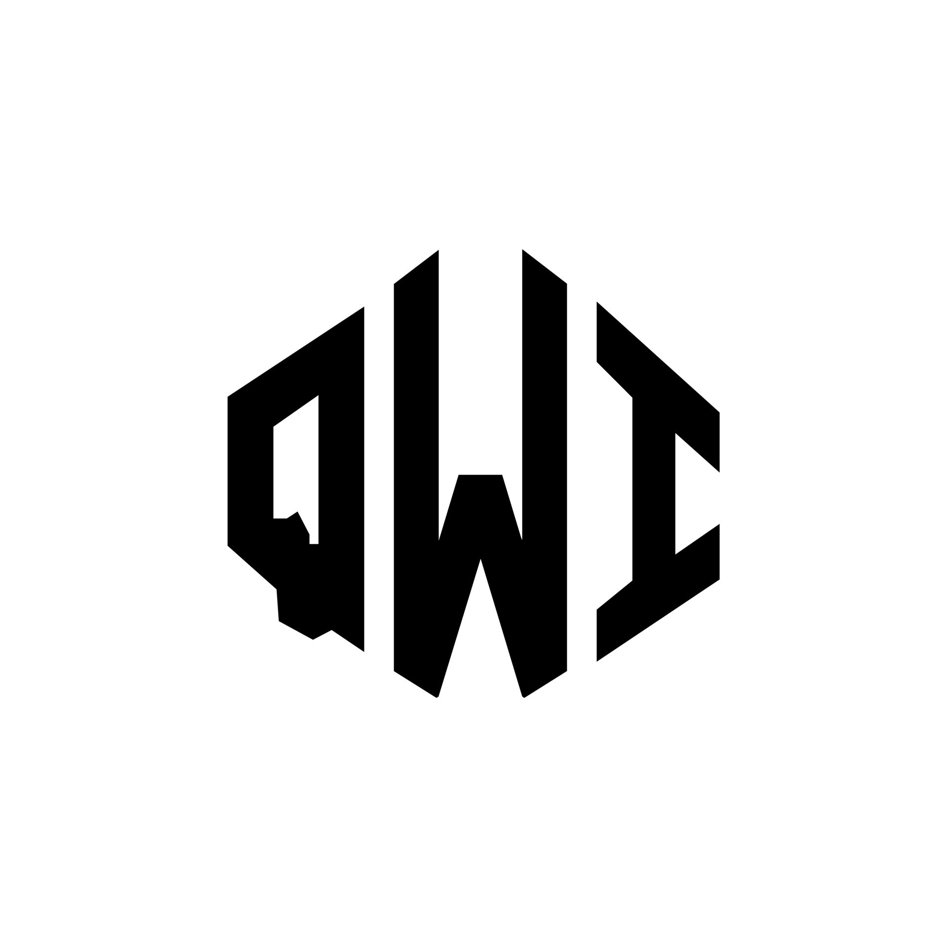 QWI letter logo design with polygon shape. QWI polygon and cube shape logo design. QWI hexagon ...