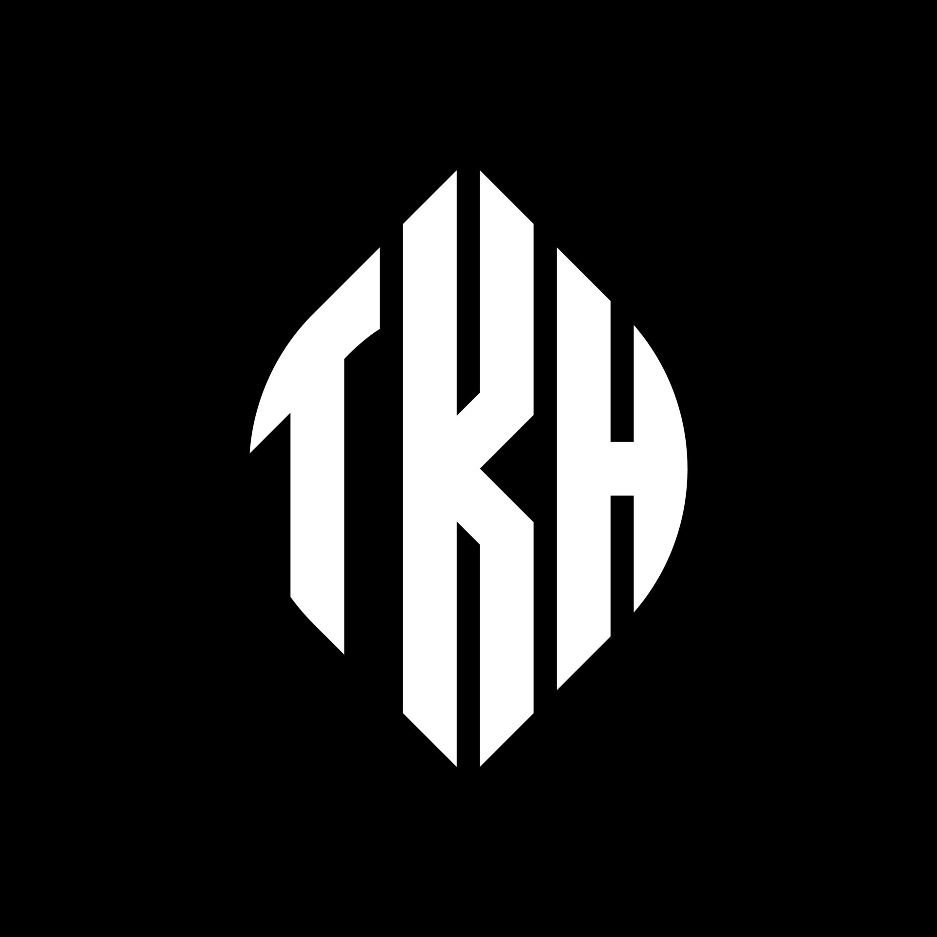 TKH circle letter logo design with circle and ellipse shape. TKH ellipse letters with ...