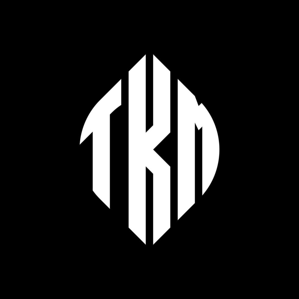 Diseño de logotipo de letra circular tkm con forma de círculo y elipse. tkm letras elipses con ...