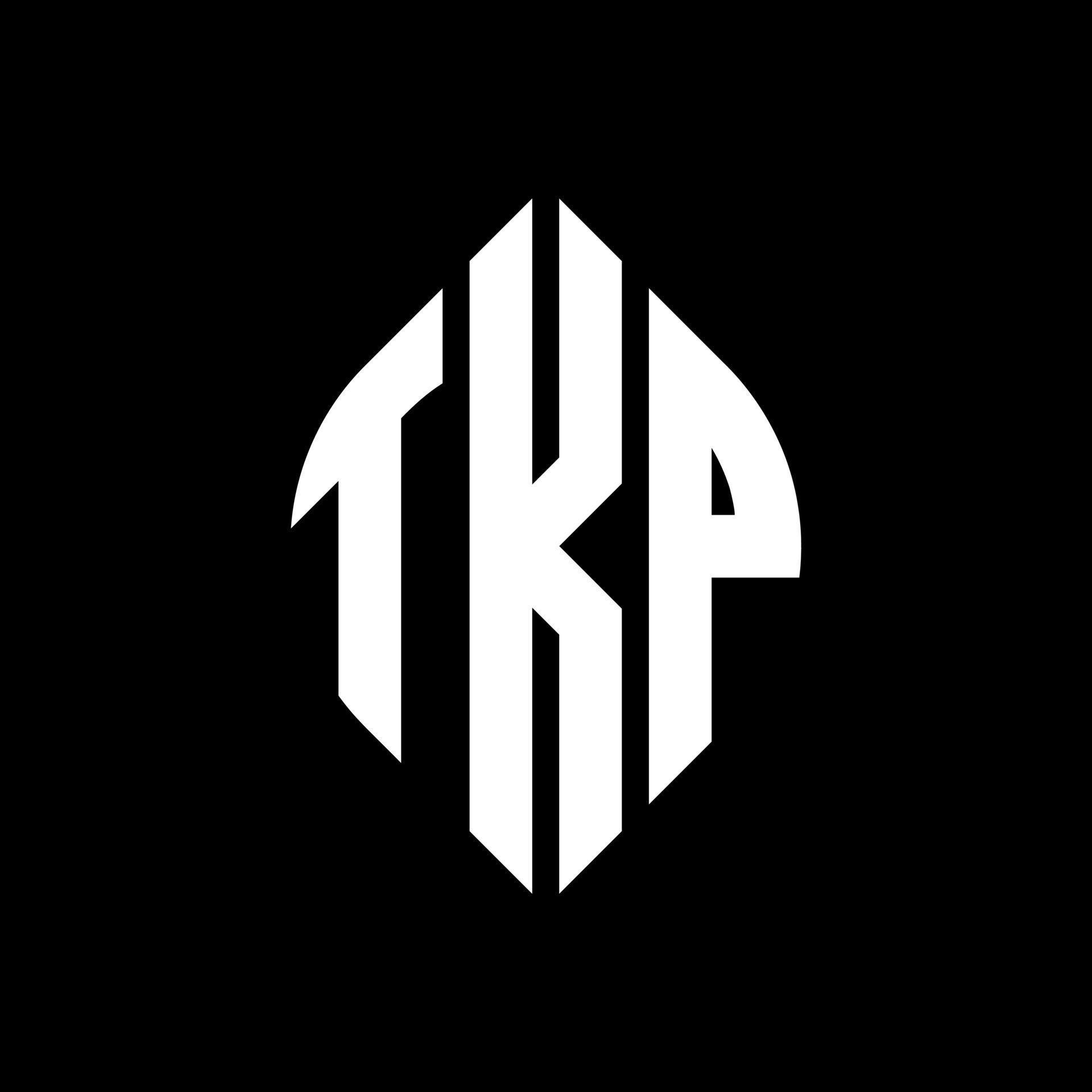 diseño de logotipo de letra circular tkp con forma de círculo y elipse. tkp letras elipses con ...