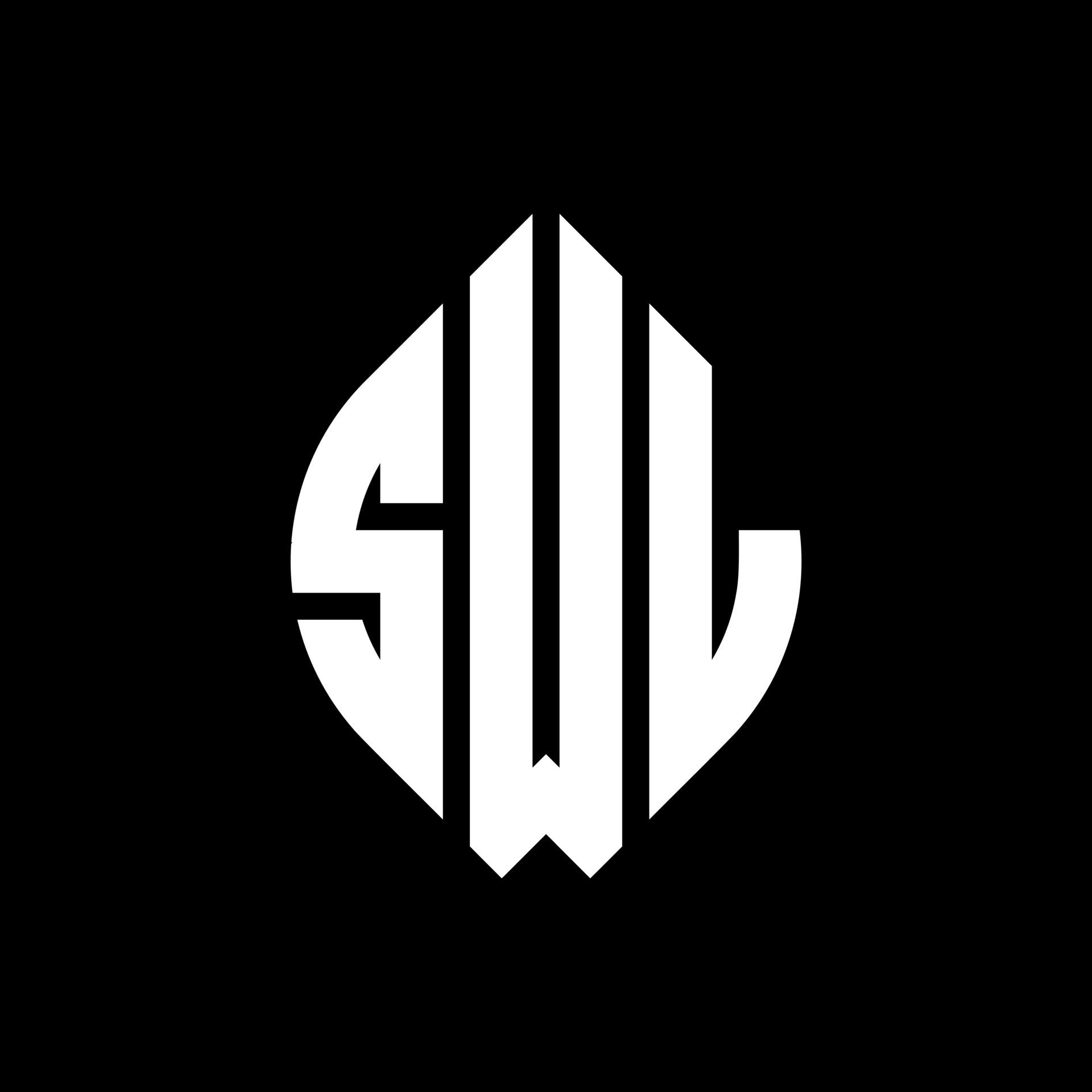 diseño de logotipo de letra de círculo swl con forma de círculo y elipse. letras de elipse swl ...