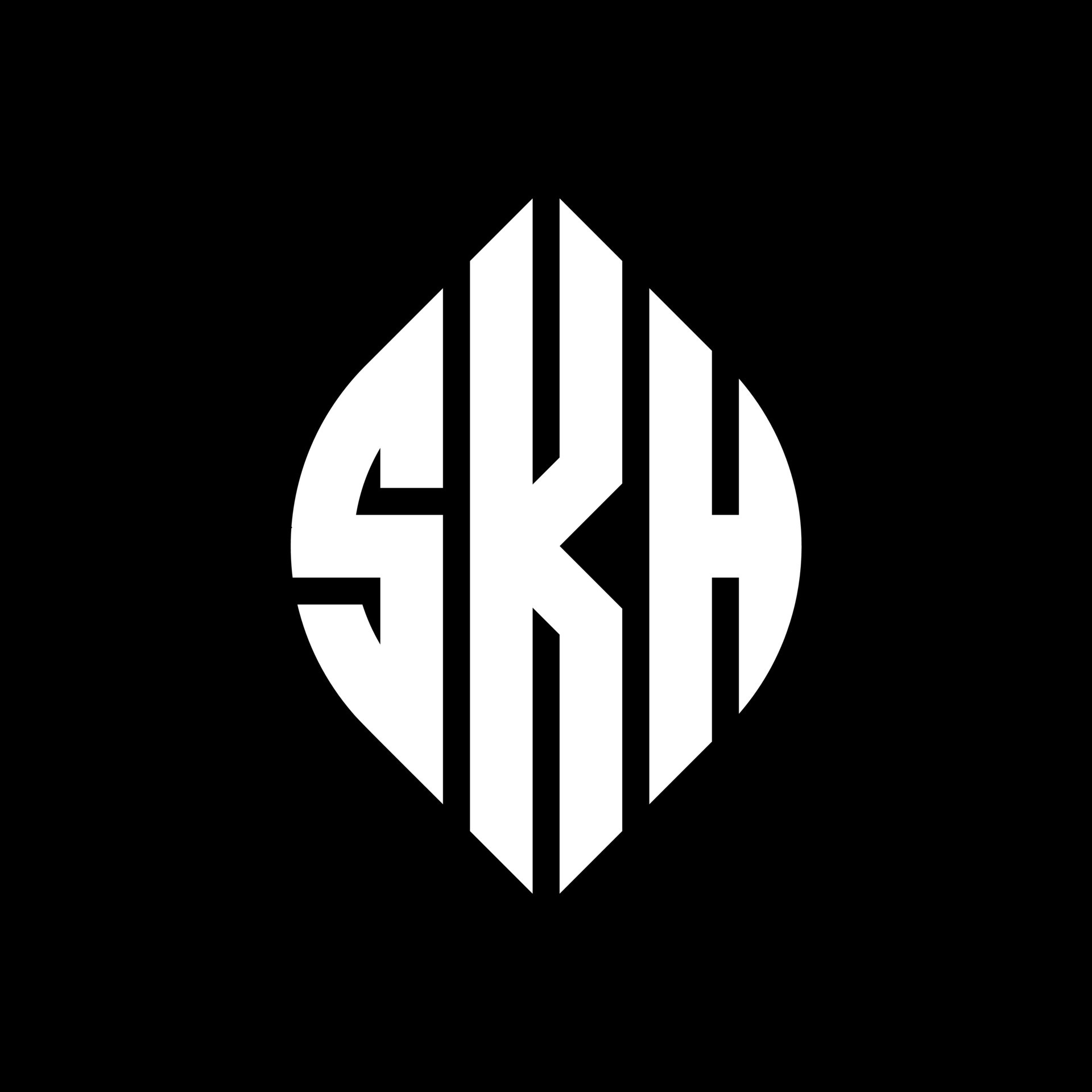 diseño de logotipo de letra de círculo skh con forma de círculo y elipse. letras de elipse skh ...