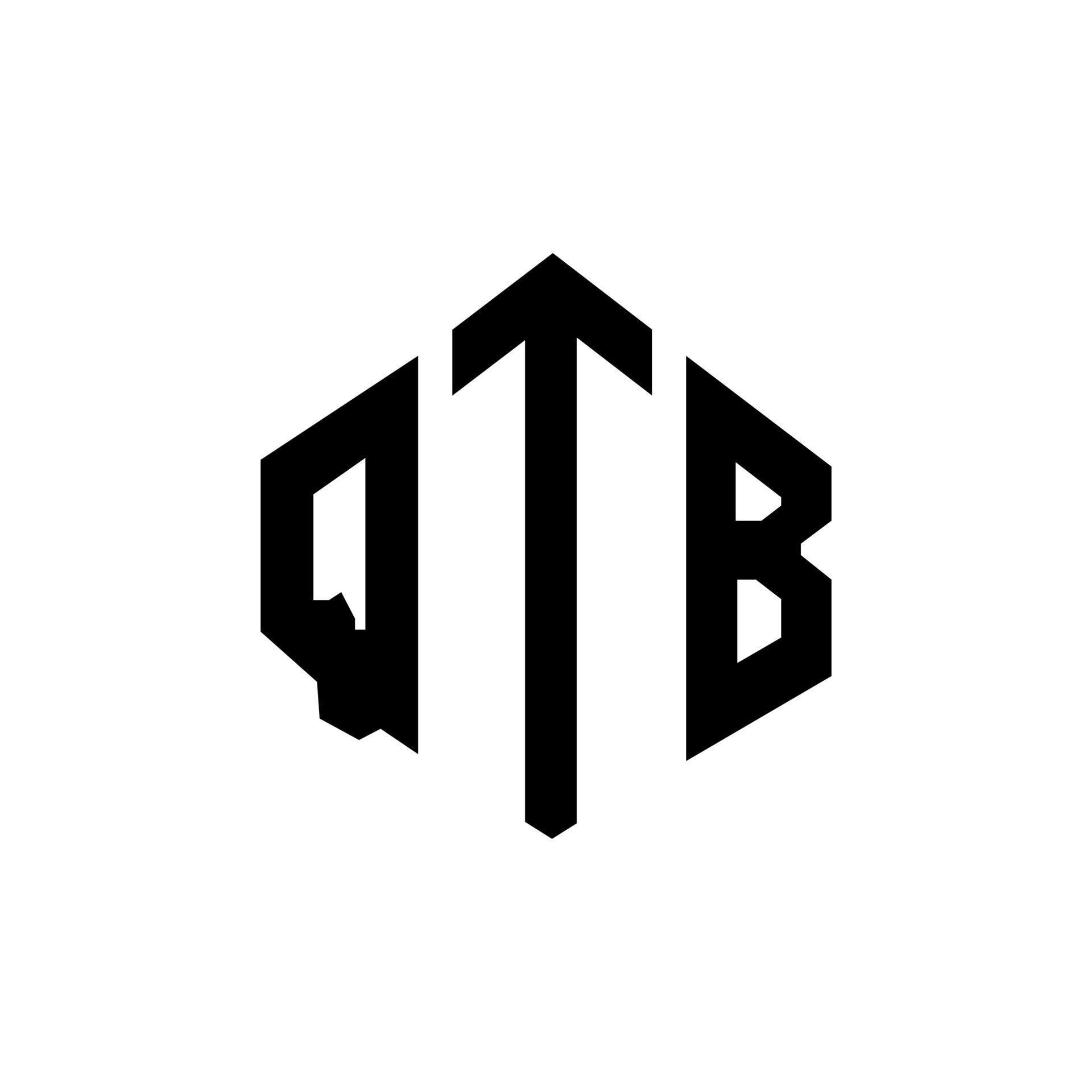 diseño de logotipo de letra qtb con forma de polígono. diseño de logotipo en forma de cubo y ...