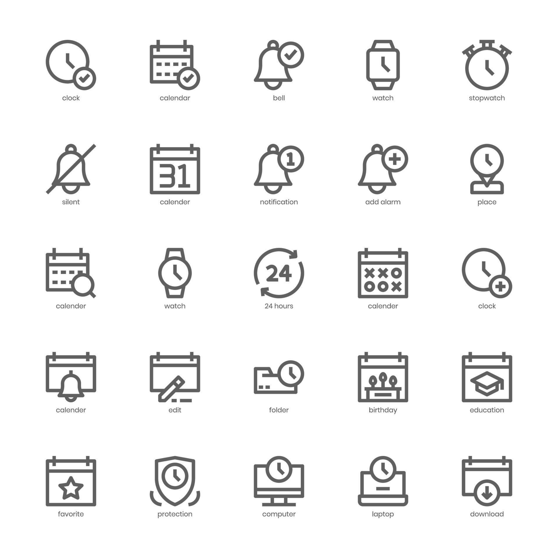 Time and Date icon pack for your website, mobile, presentation, and ...