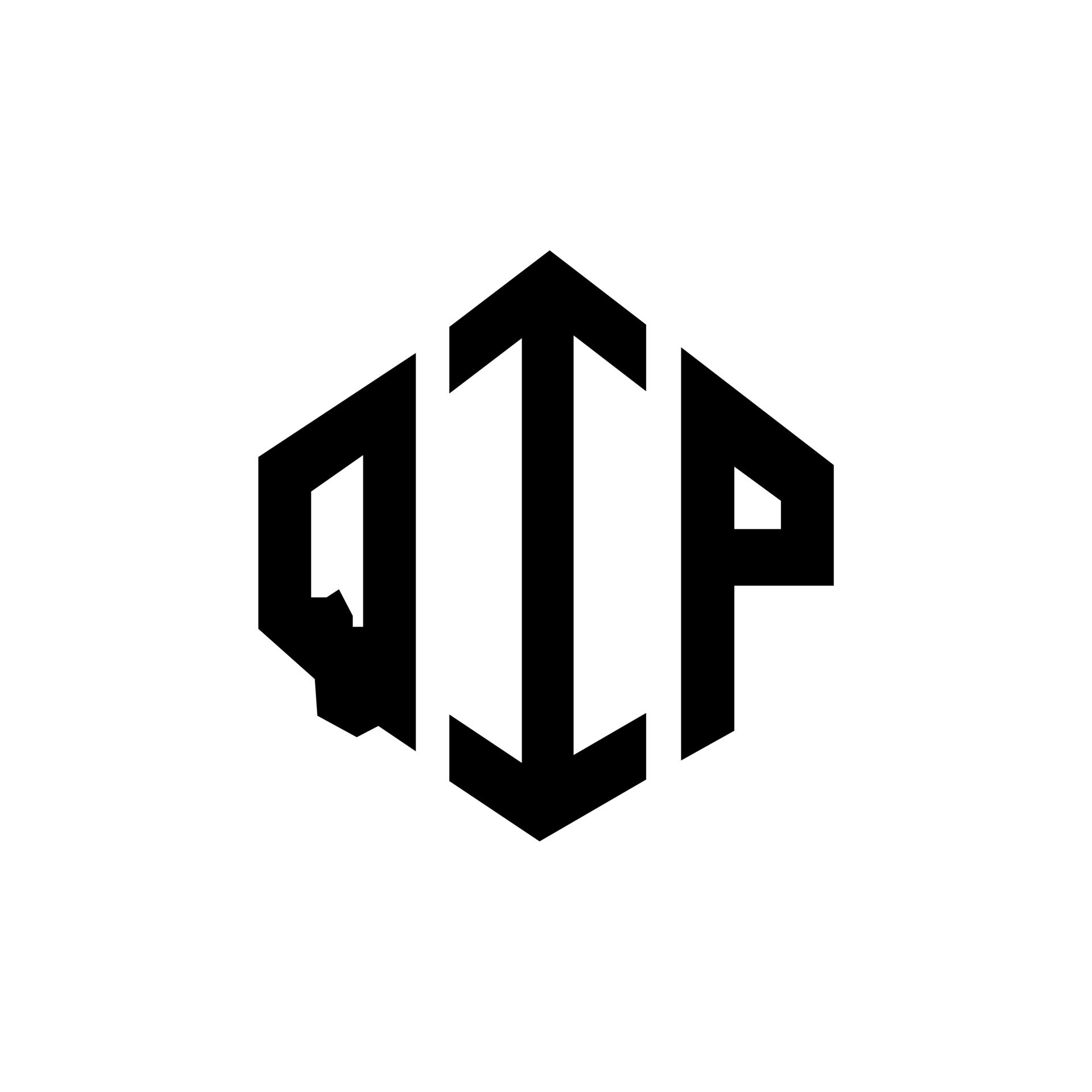 diseño de logotipo de letra qip con forma de polígono. diseño de logotipo en forma de cubo y ...