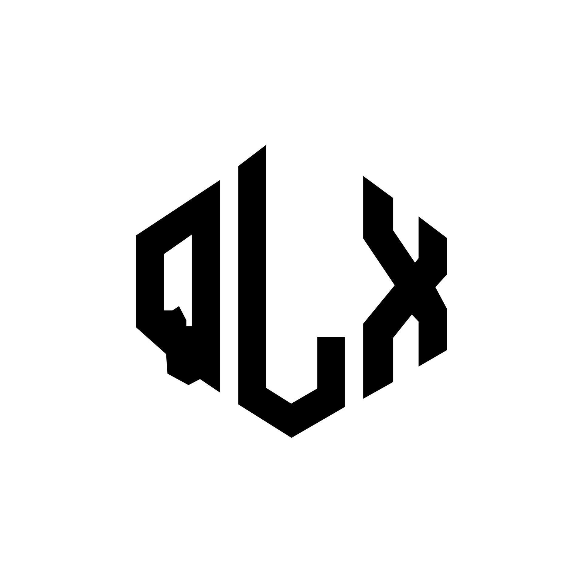 QLX letter logo design with polygon shape. QLX polygon and cube shape logo design. QLX hexagon ...