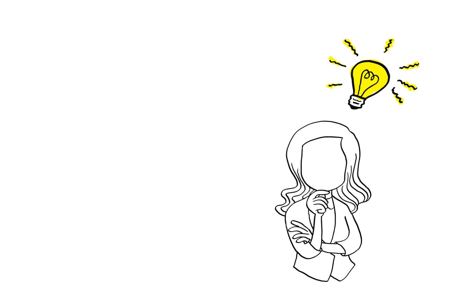 Eureka moment. Woman got brilliant idea. Cartoon vector illustration ...