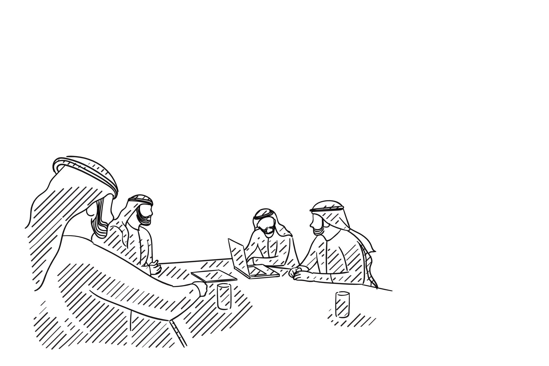 Arab Men Doing Business Meeting Concept For Team Discussion Hand arab-men-doing-business-meeting-concept-for-team-discussion-hand