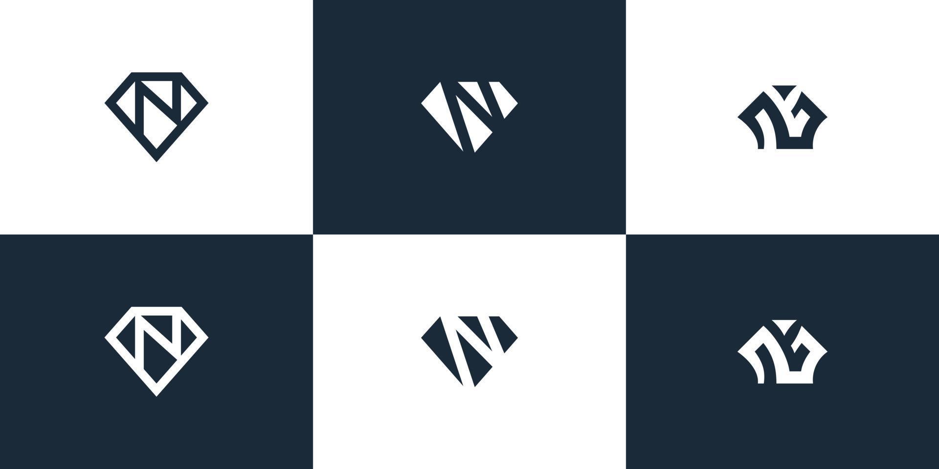 Set of abstract initial letter N diamond, logo design template. icons for business of luxury ...