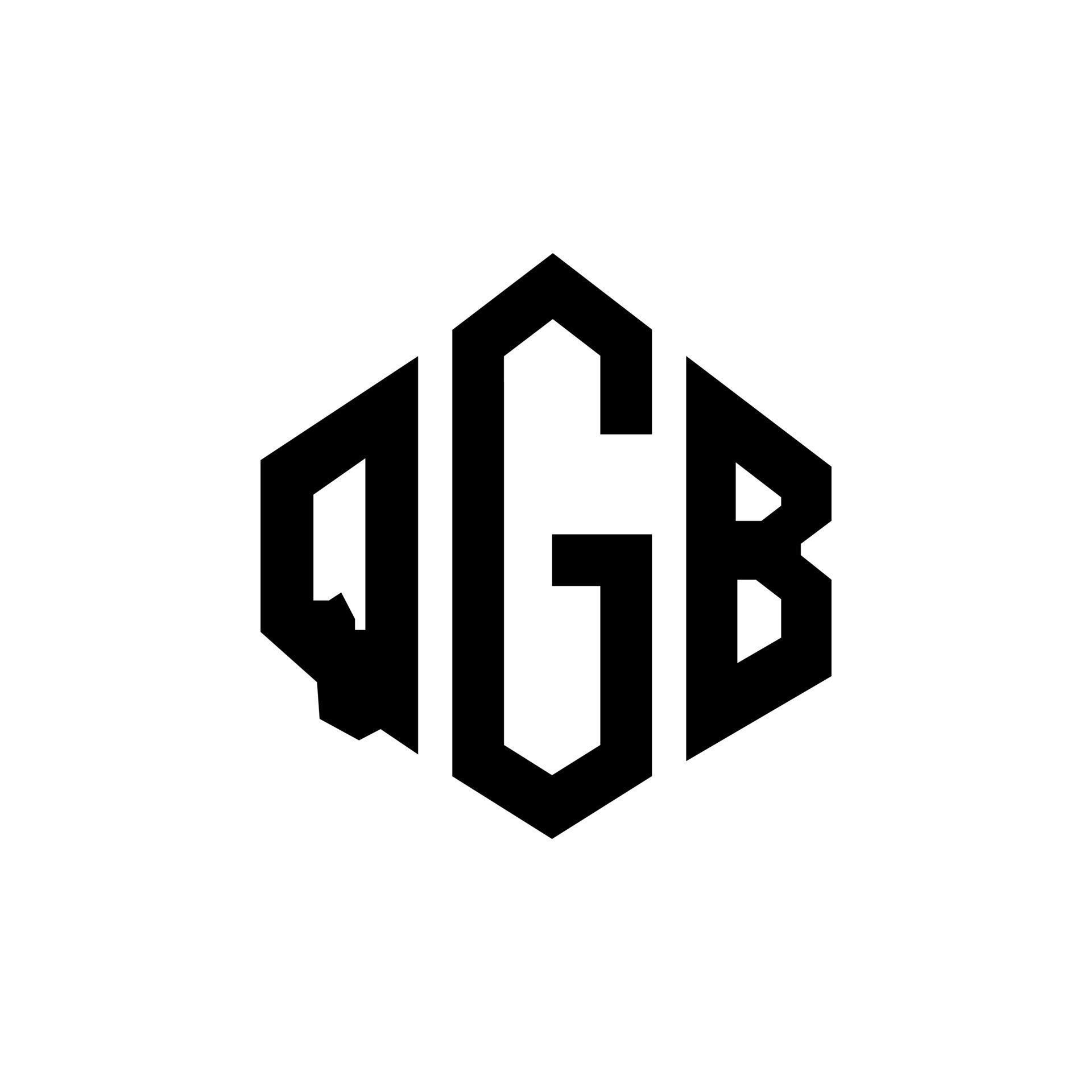 diseño de logotipo de letra qgb con forma de polígono. diseño de logotipo en forma de cubo y ...